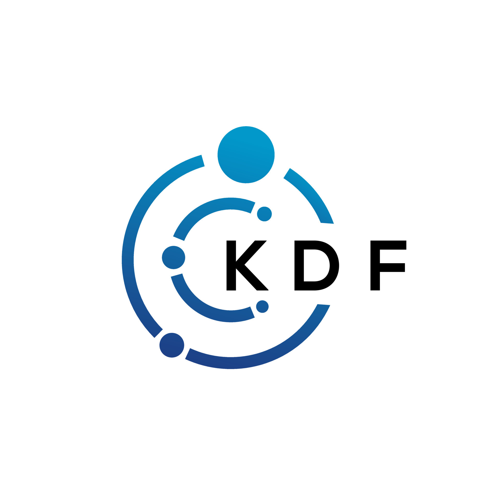 Diseño de logotipo de tecnología de letras kdf sobre fondo blanco. kdf creative initials letter ...