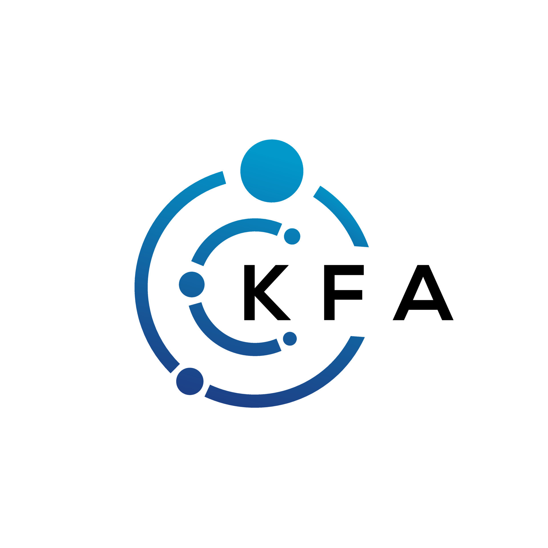 diseño de logotipo de tecnología de letras kfa sobre fondo blanco. kfa iniciales creativas letra ...