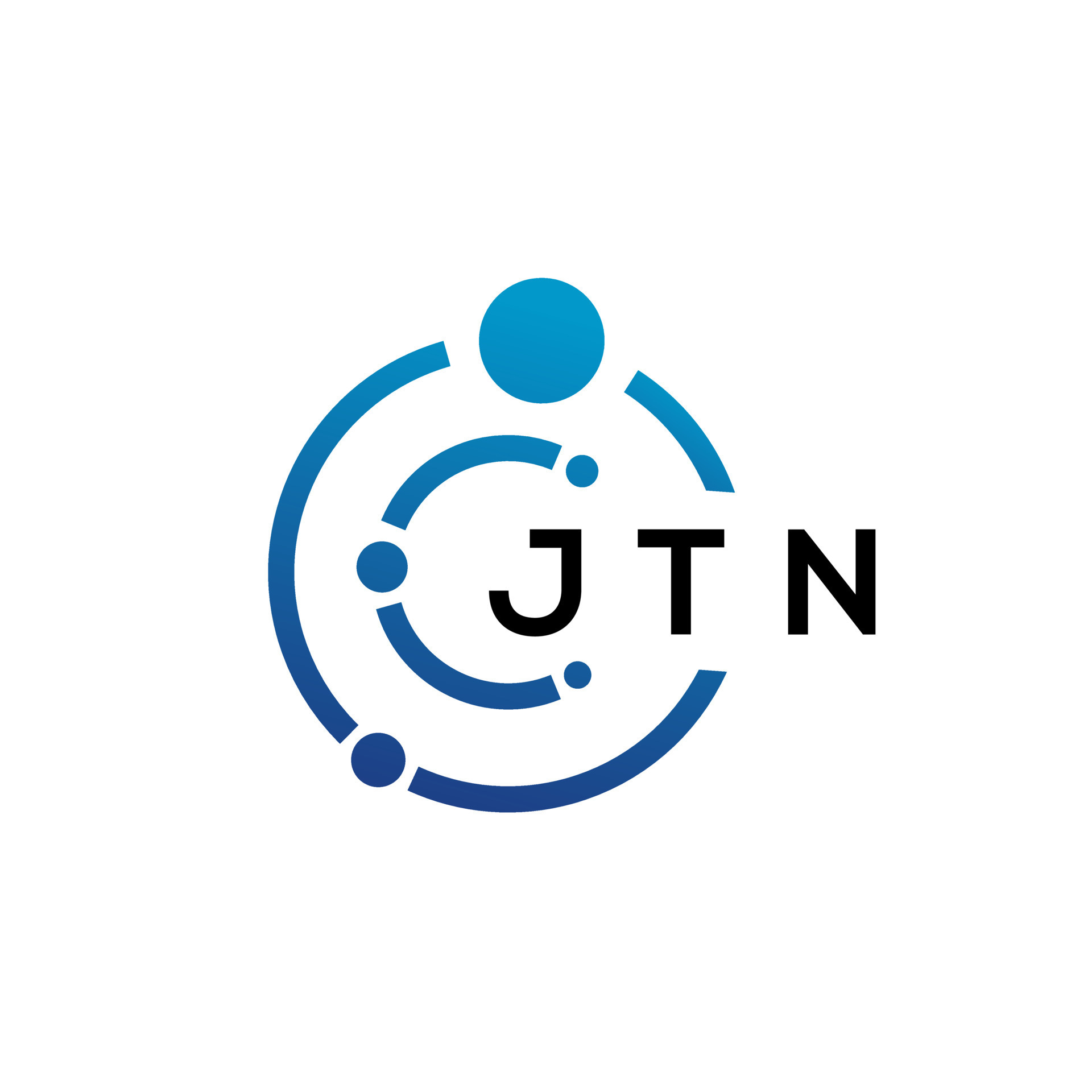 Diseño de logotipo de tecnología de letras jtn sobre fondo blanco. jtn creative initials letter ...