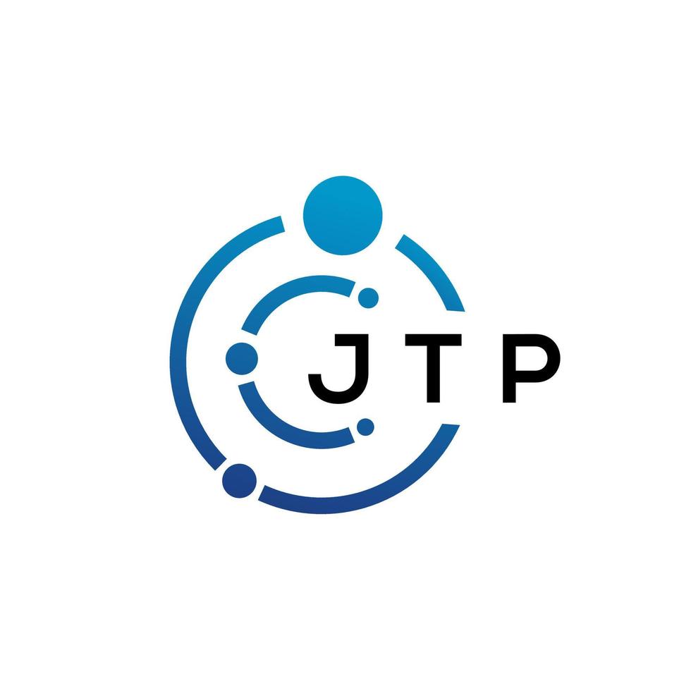 Diseño de logotipo de tecnología de letras jtp sobre fondo blanco. jtp creative initials letter ...