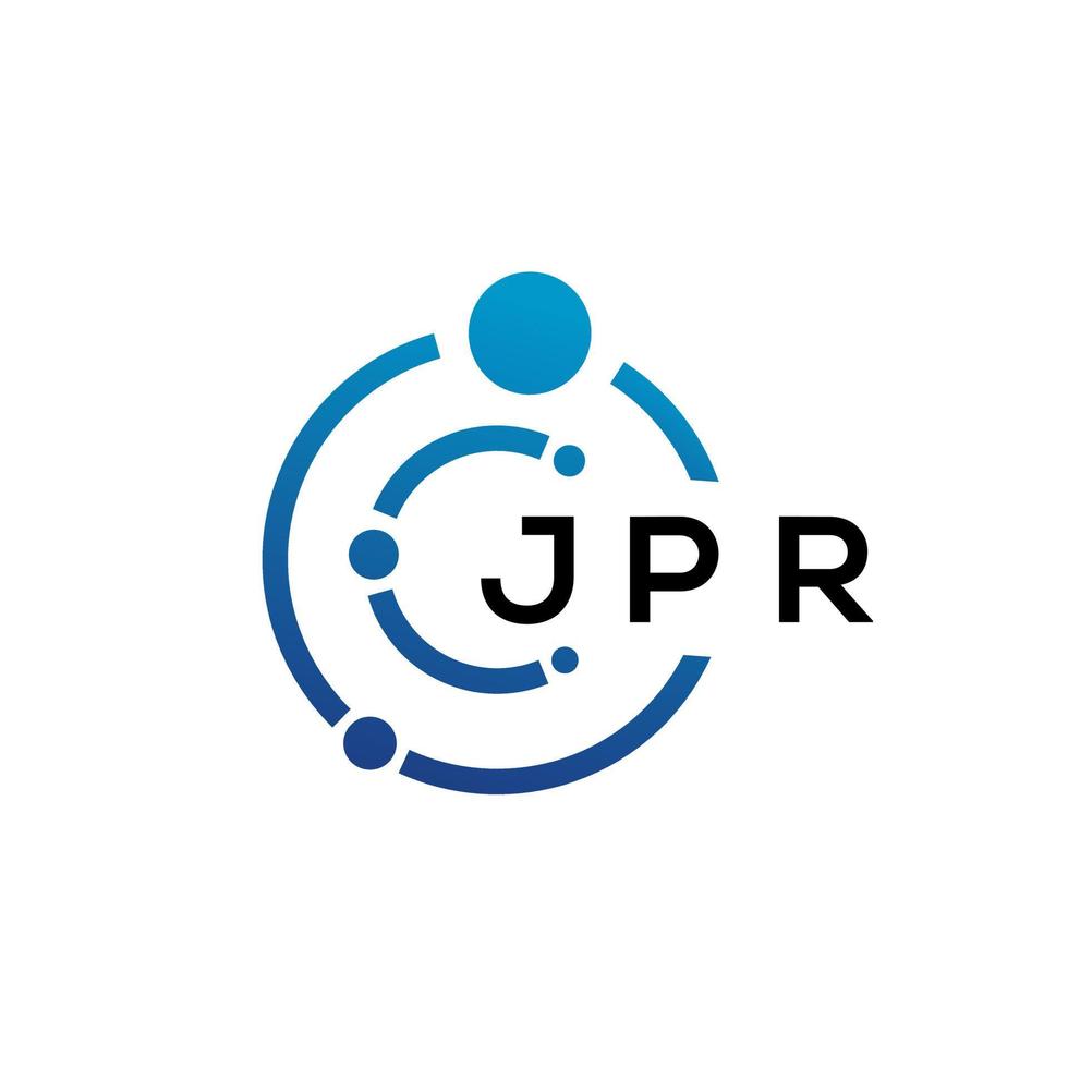 Diseño de logotipo de tecnología de letras jpr sobre fondo blanco. jpr creative initials letter ...