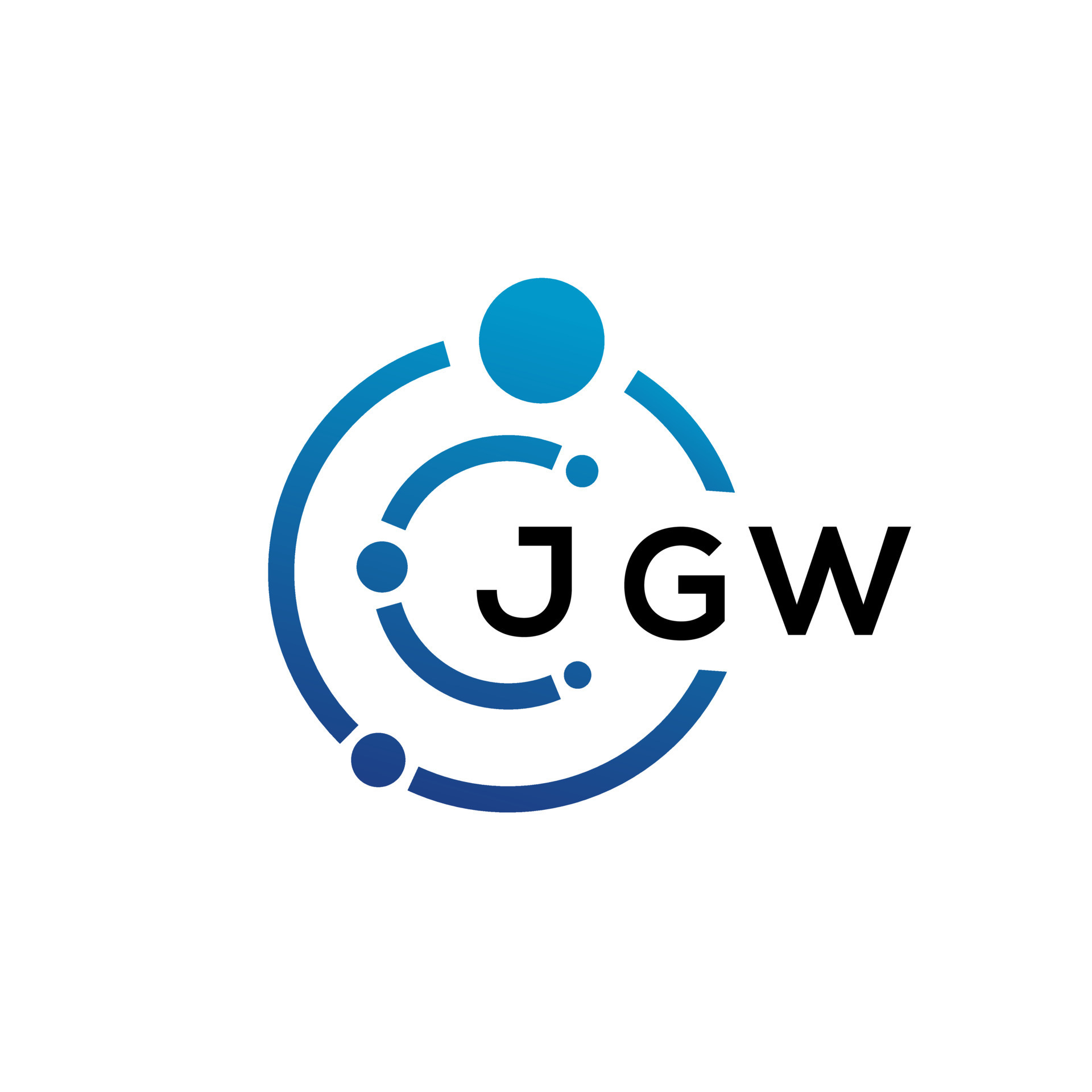 diseño de logotipo de tecnología de letra jgw sobre fondo blanco. jgw letras iniciales creativas ...