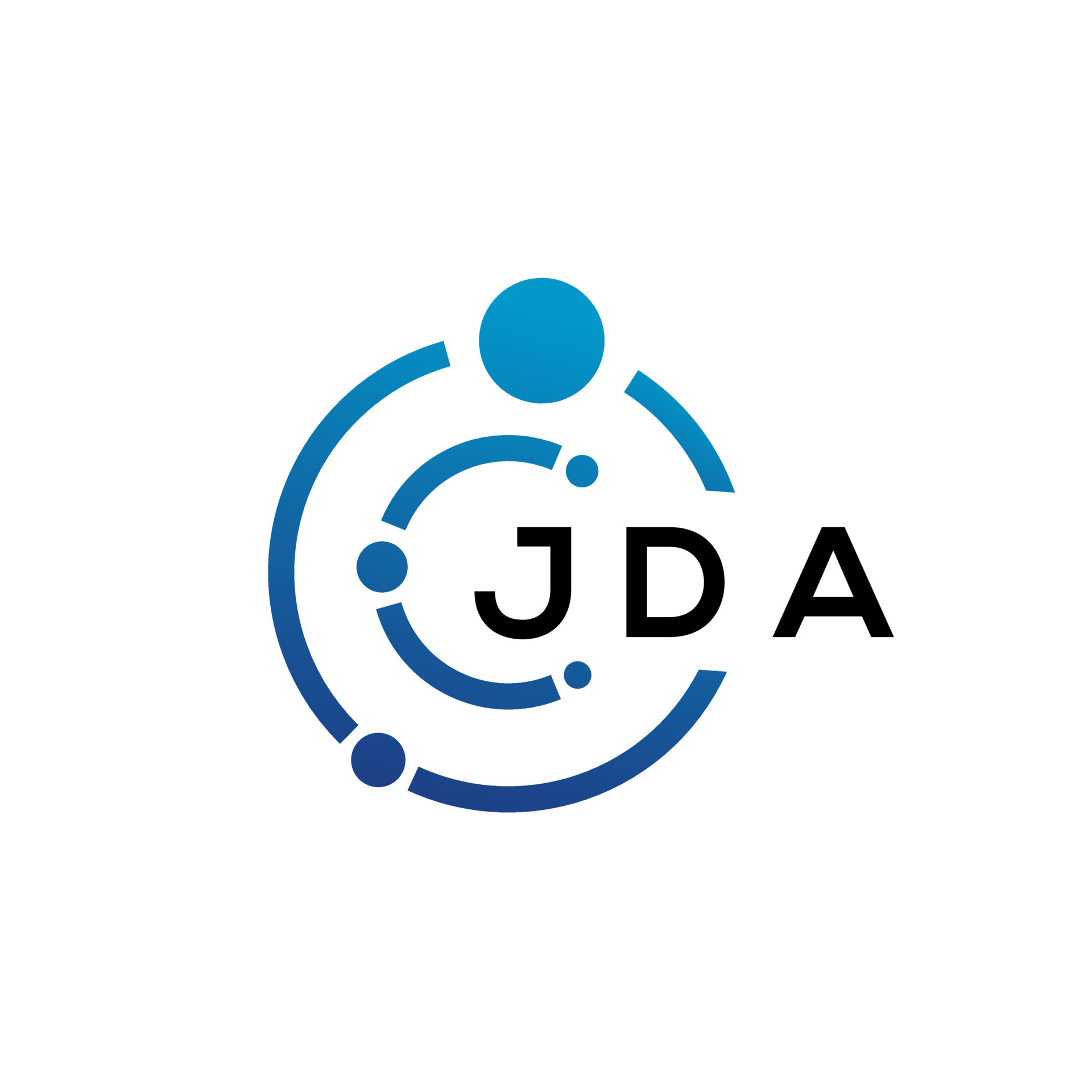 JDA letter technology logo design on white background. JDA creative initials letter IT logo ...