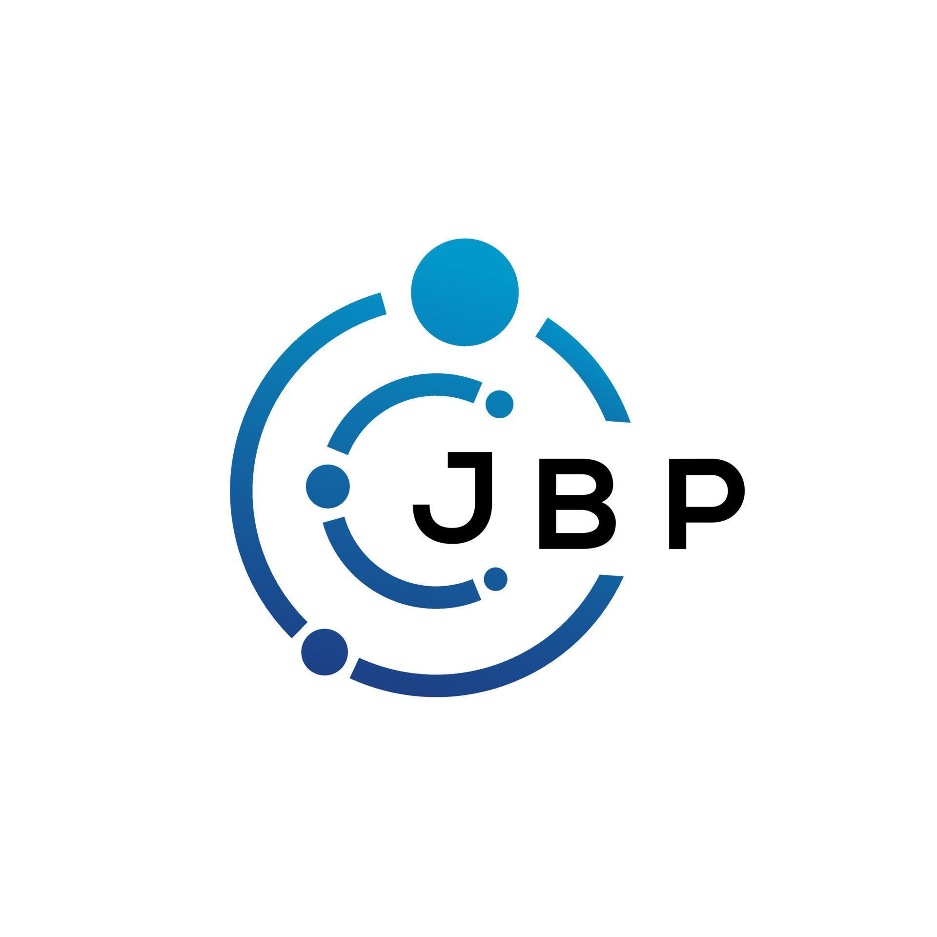 Diseño de logotipo de tecnología de letras jbp sobre fondo blanco. jbp creative initials letter ...