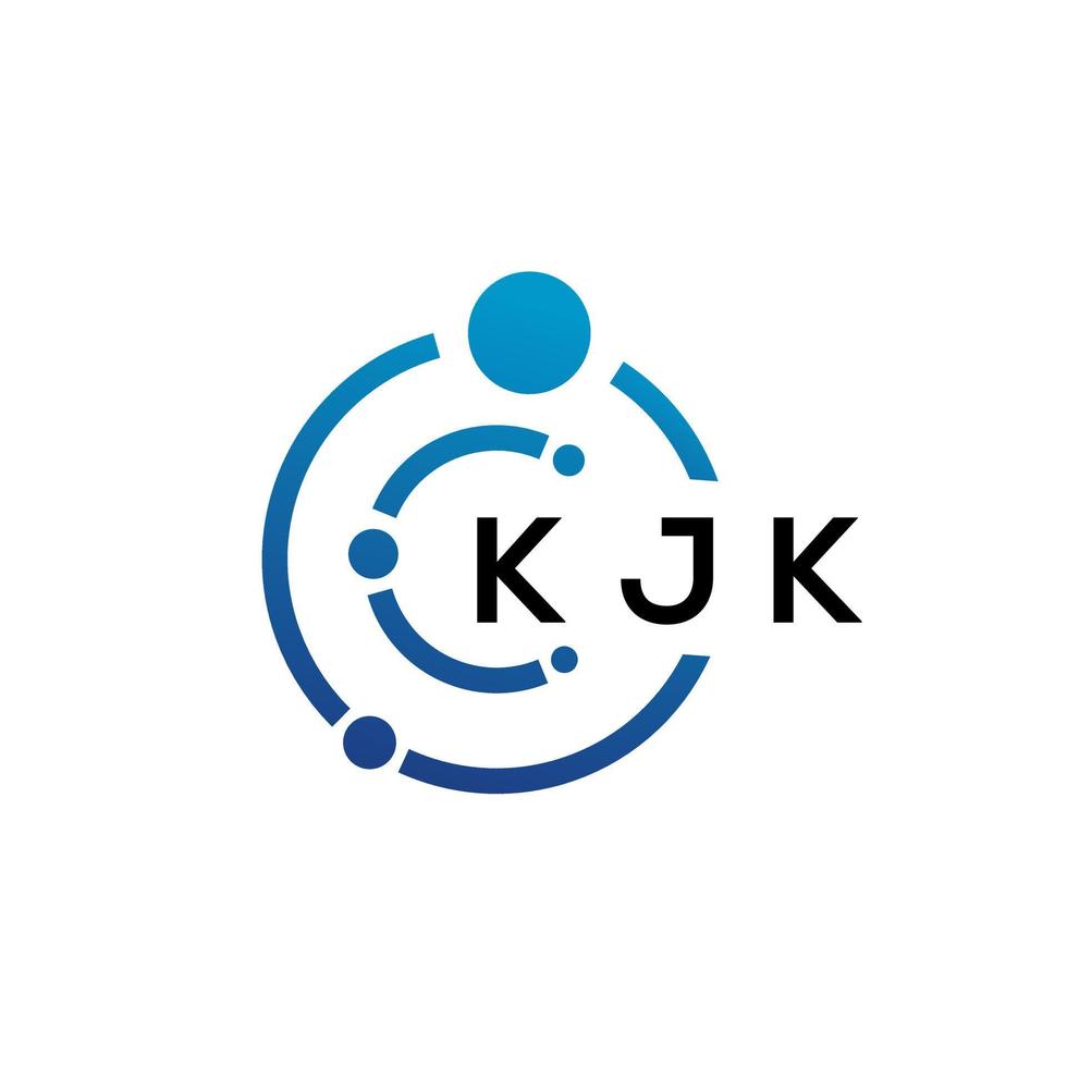 Diseño de logotipo de tecnología de letras kjk sobre fondo blanco. kjk letras iniciales ...