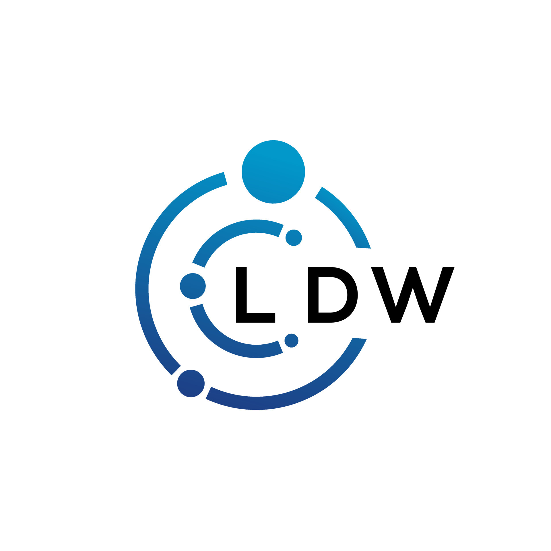 diseño de logotipo de tecnología de letras ldw sobre fondo blanco. ldw creative initials letter ...
