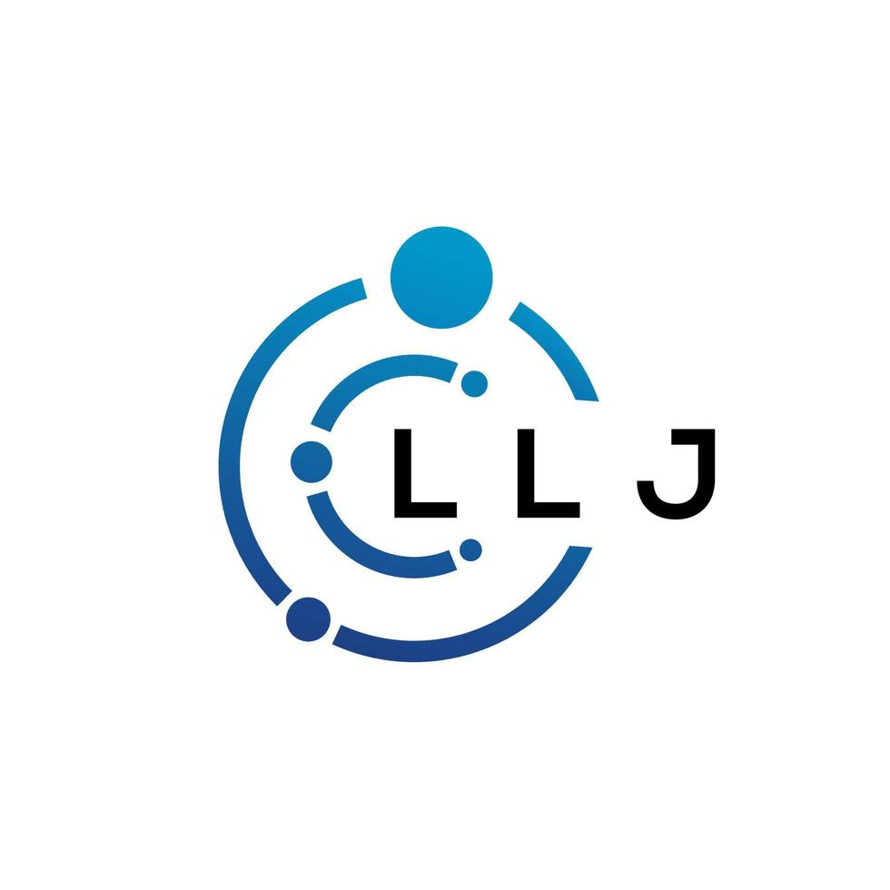 Diseño de logotipo de tecnología de letras llj sobre fondo blanco. llj iniciales creativas letra ...
