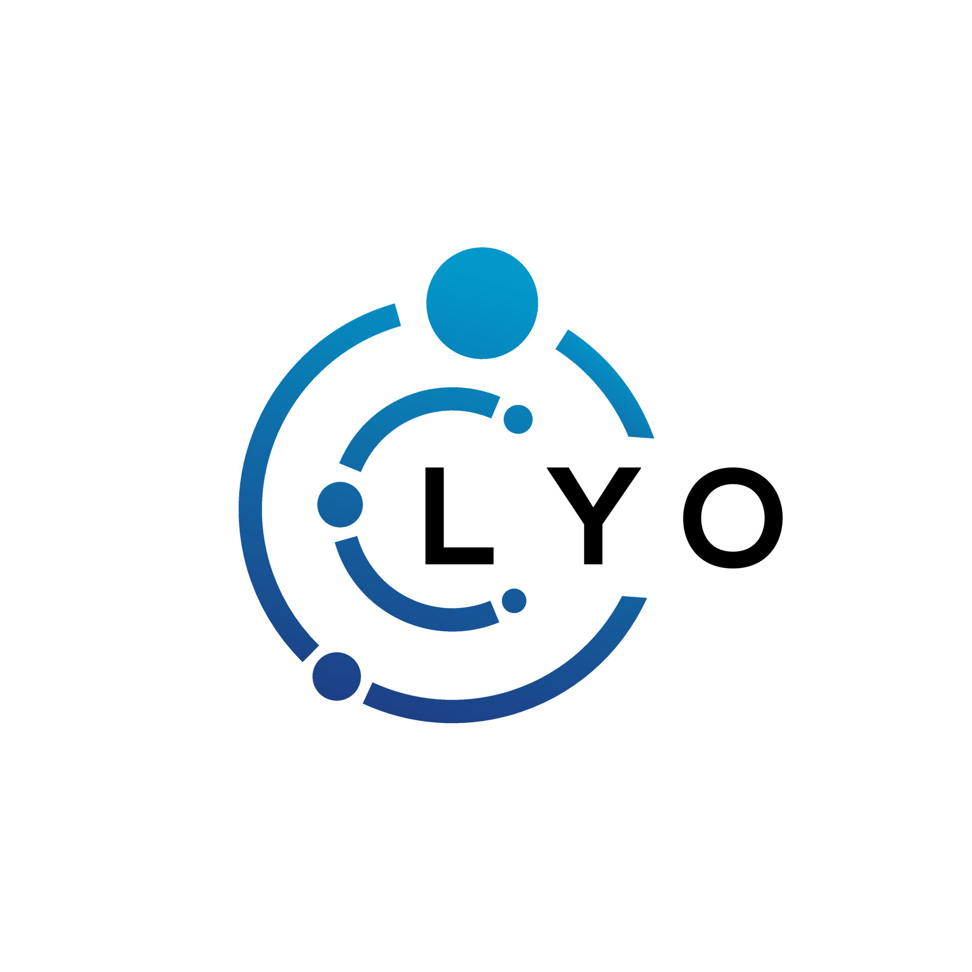 diseño de logotipo de tecnología de letras lyo sobre fondo blanco. letras iniciales creativas ...