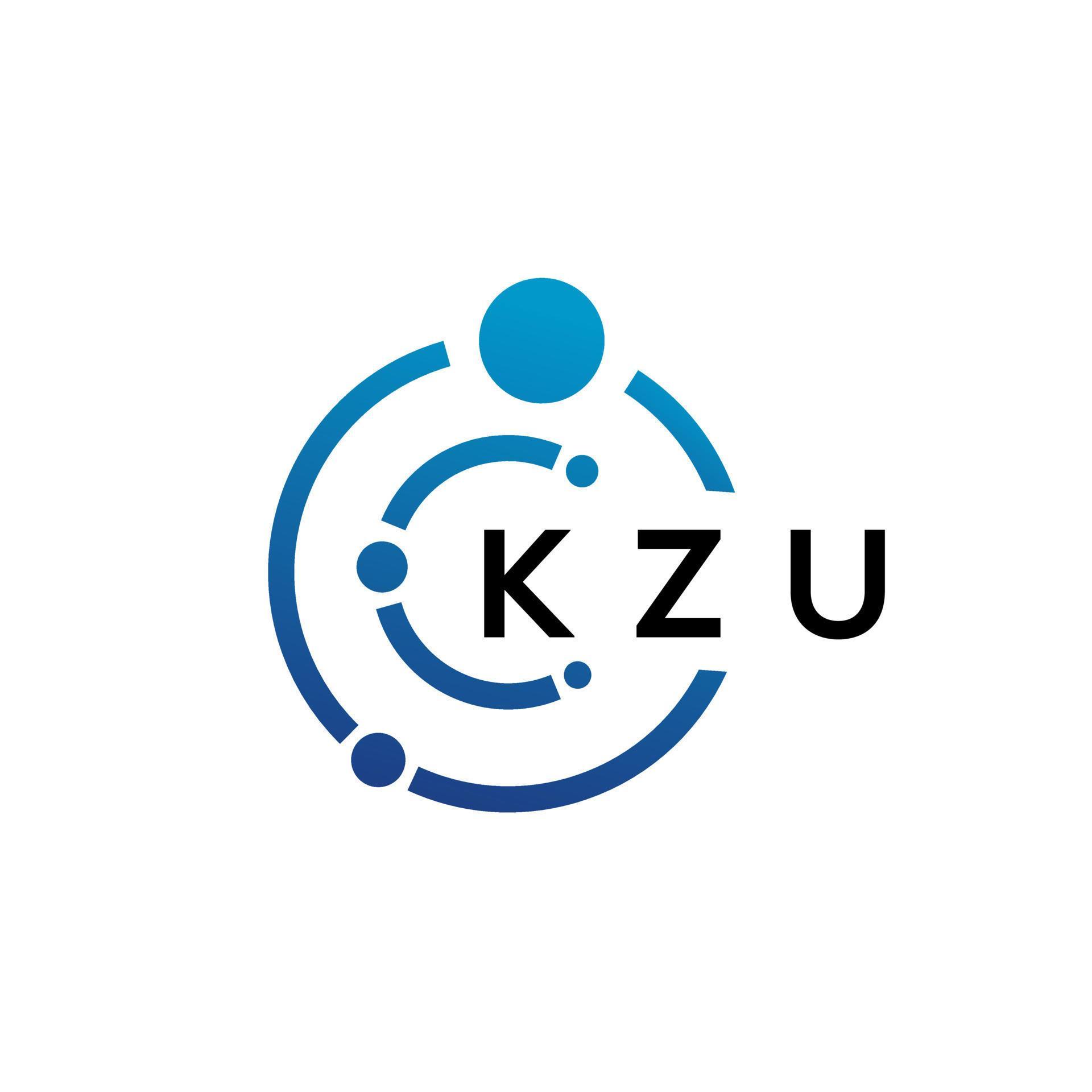 diseño de logotipo de tecnología de letras kzu sobre fondo blanco. Kzu letras iniciales ...