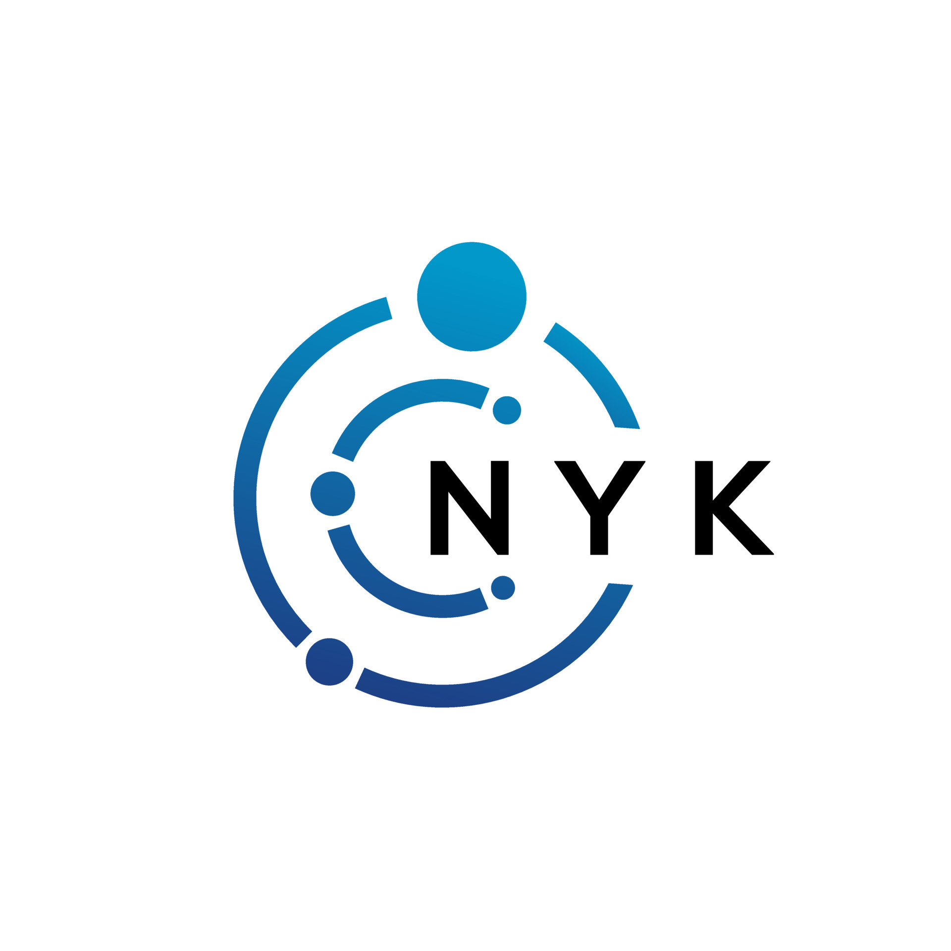 diseño de logotipo de tecnología de letras nyk sobre fondo blanco. nyk creative initials letter ...