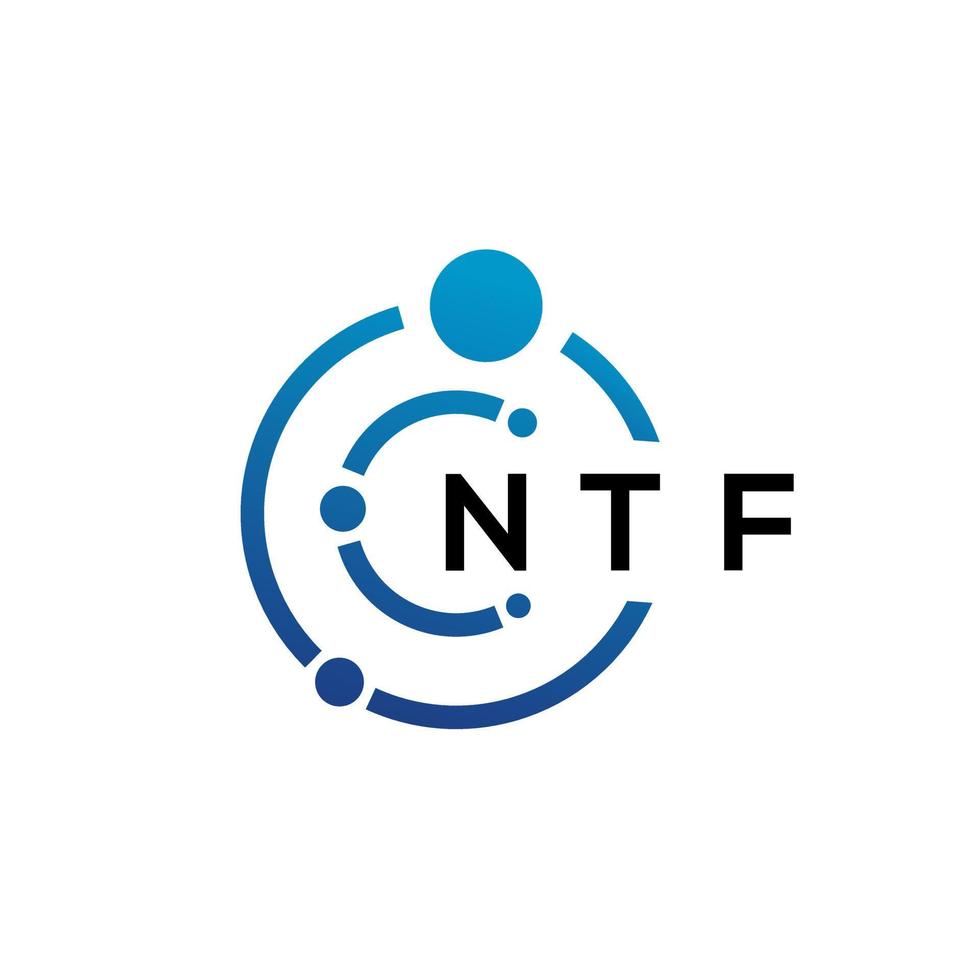 diseño de logotipo de tecnología de letra ntf sobre fondo blanco. ntf creative initials letter ...