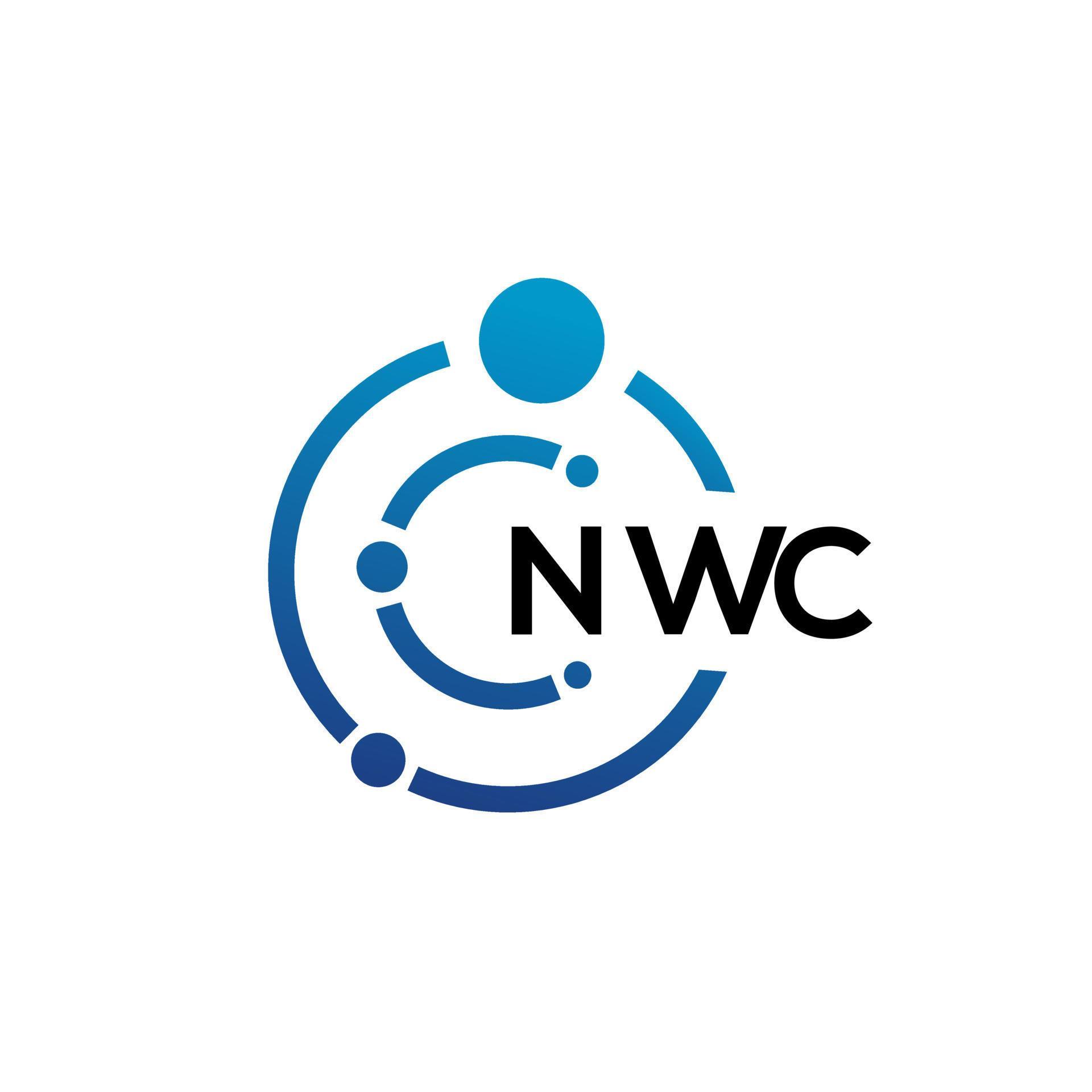 Diseño de logotipo de tecnología de letras nwc sobre fondo blanco. nwc creative initials letter ...