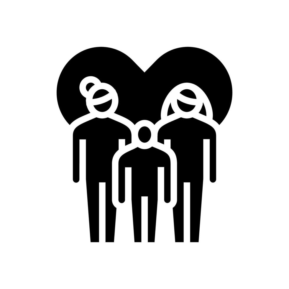 Women Lesbian Same Sex Couple Adoption Glyph Icon Vector Illustration