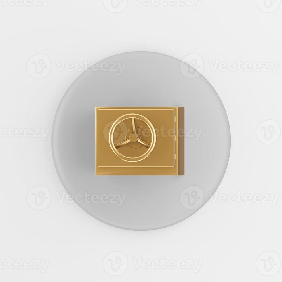 Gold safe icon. 3d rendering round gray key button, interface ui ux element. 10218679 Stock ...