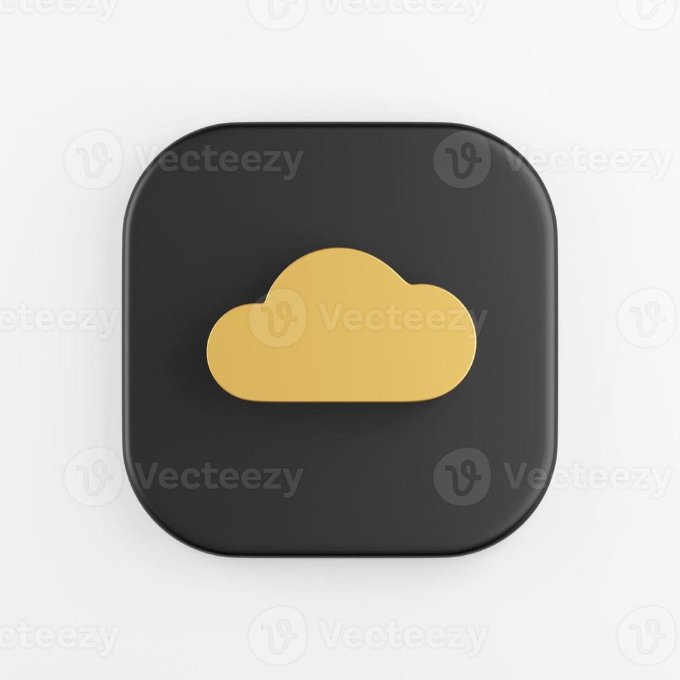 Gold flat cloud icon. 3d rendering of black square key button, interface ui ux element. 10218729 ...