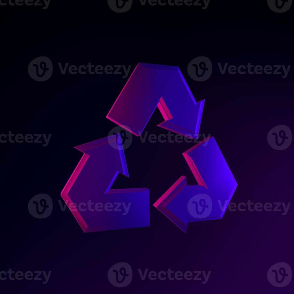 Recycling neon symbol icon. 3d rendering ui ux interface element. Dark glowing symbol. 10218828 ...
