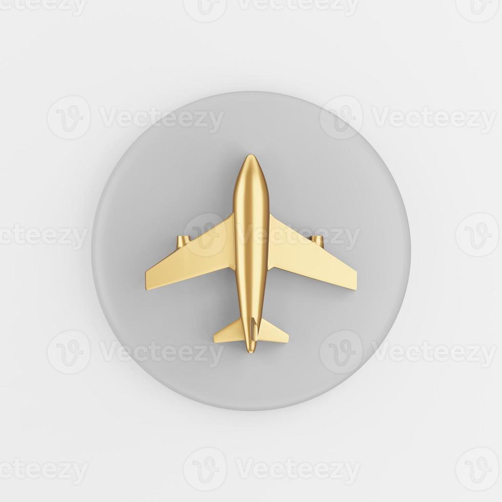 Golden plane icon. 3d rendering gray round key button, interface ui ux element. 10218922 Stock ...
