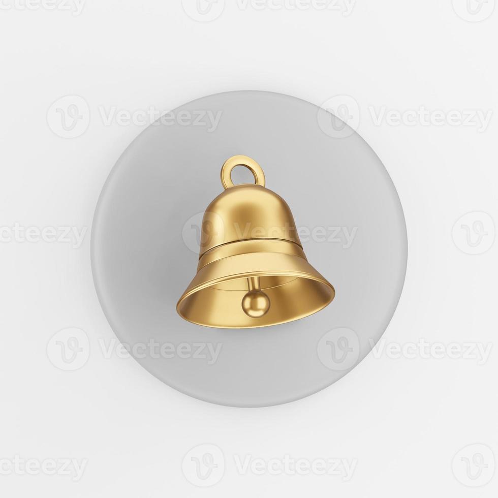 Golden bell icon. 3d rendering gray round key button, interface ui ux element. 10218930 Stock ...