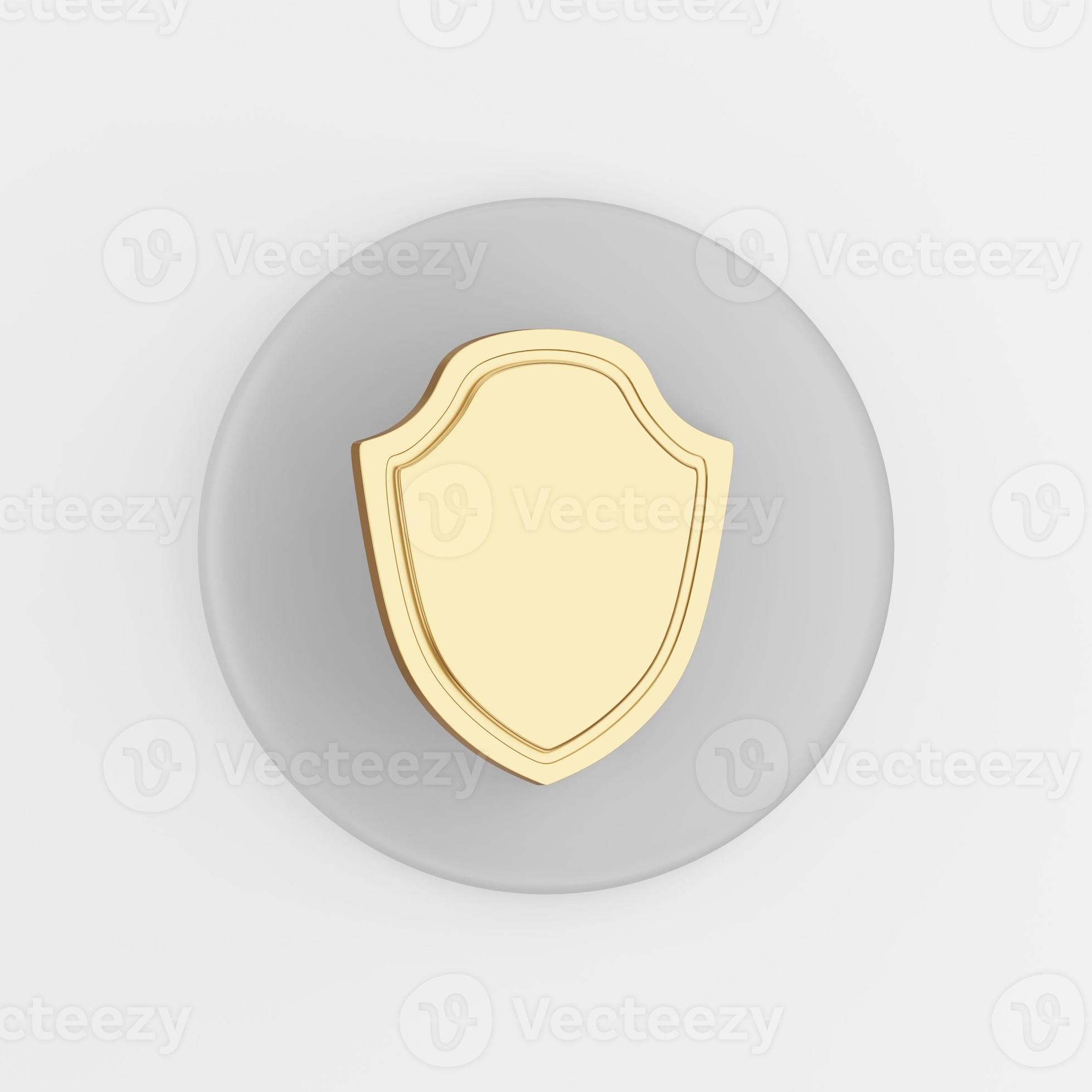 Golden shield icon. 3d rendering round gray key button, interface ui ux element. 10218972 Stock ...