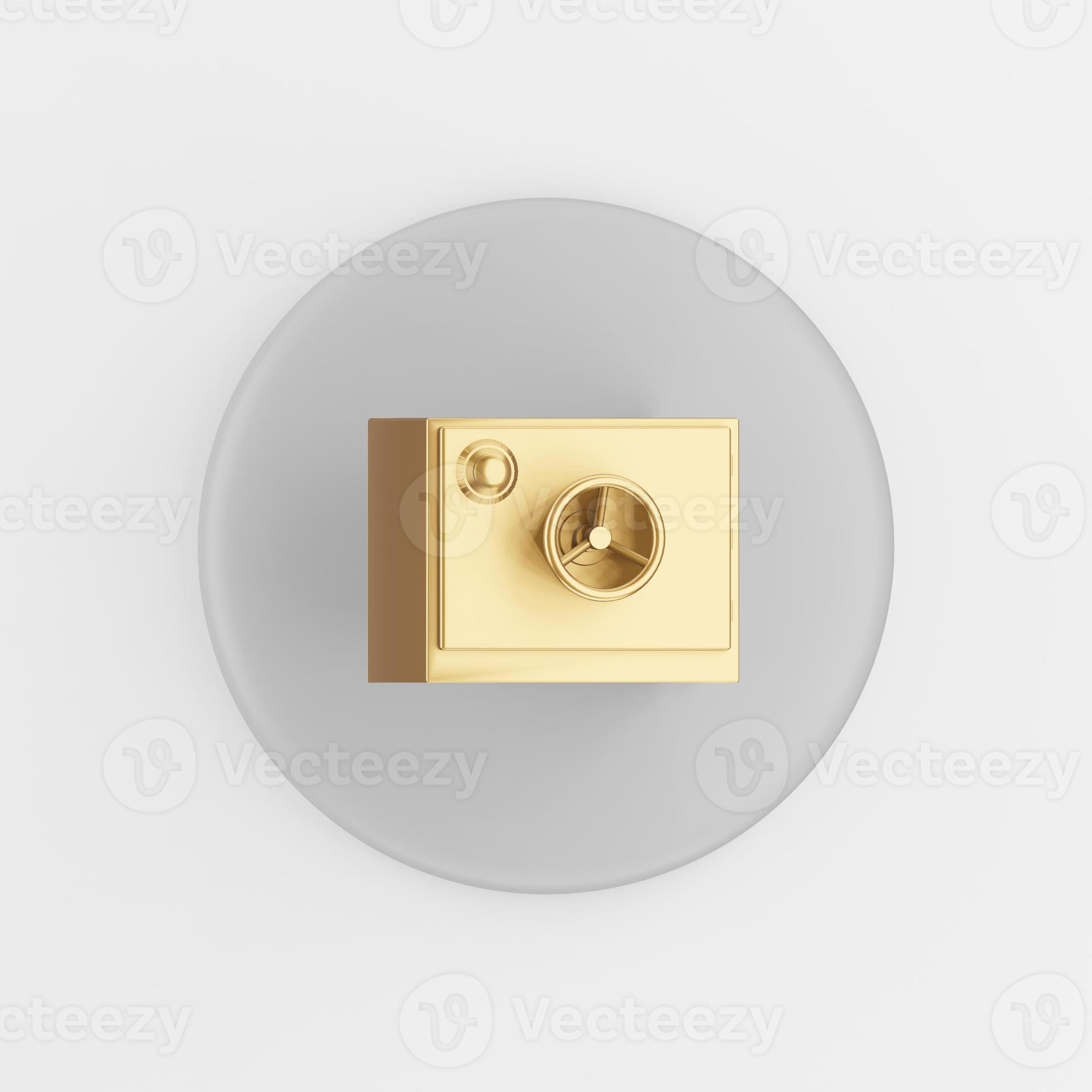 Gold safe icon. 3d rendering gray round key button, interface ui ux element. 10218973 Stock ...