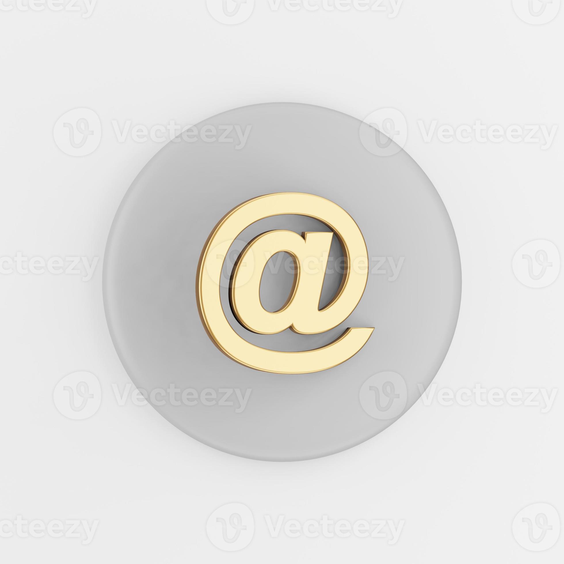 Gold email symbol icon. 3d rendering gray round button key, interface ui ux element. 10219045 ...