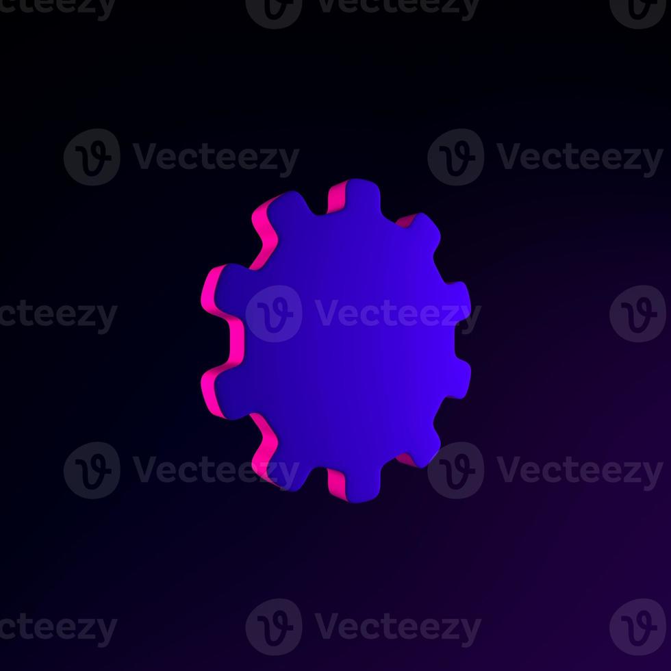 Gear neon icon in flat style. 3d rendering interface ui ux element ...