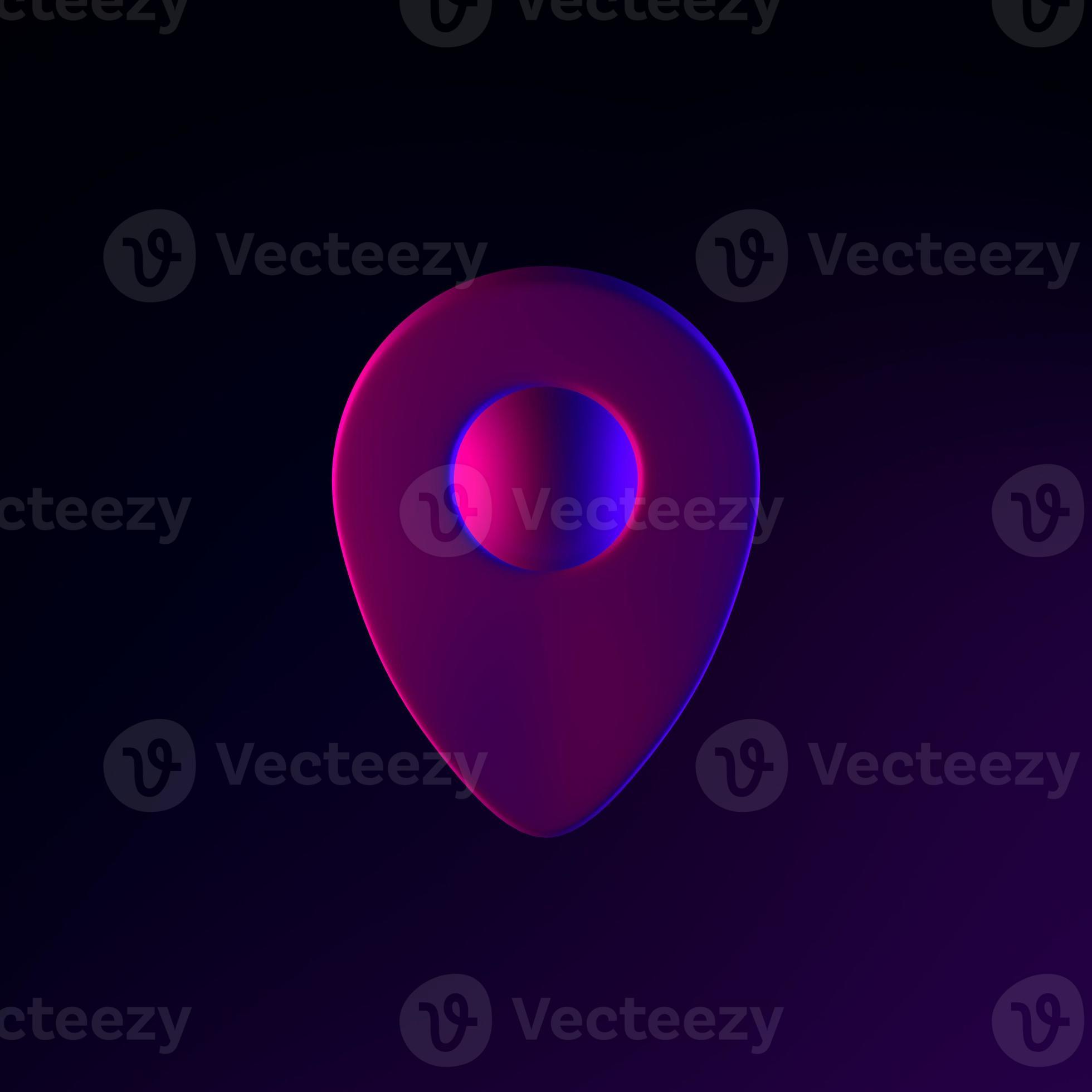 Location neon symbol icon. 3d rendering ui ux interface element. Dark glowing symbol. 10219165 ...