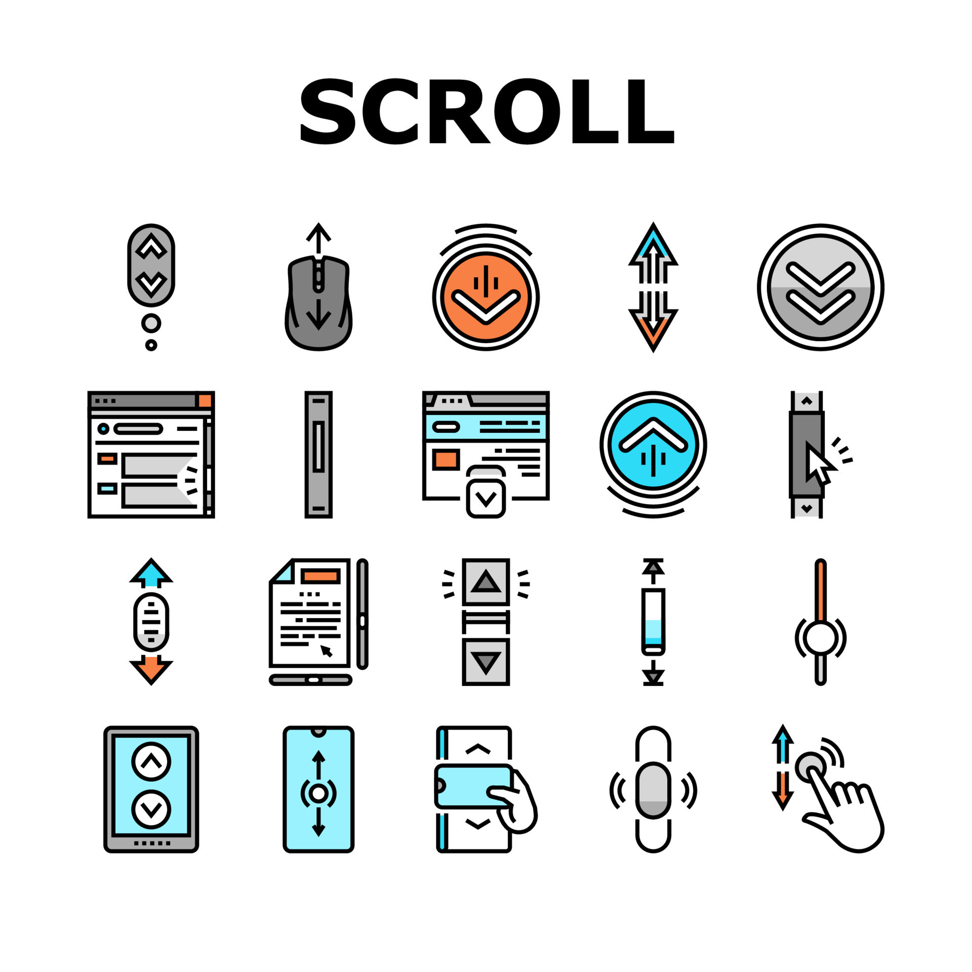 Scroll Computer Mouse Cursor Icons Set Vector 10222233 Vector Art At Vecteezy