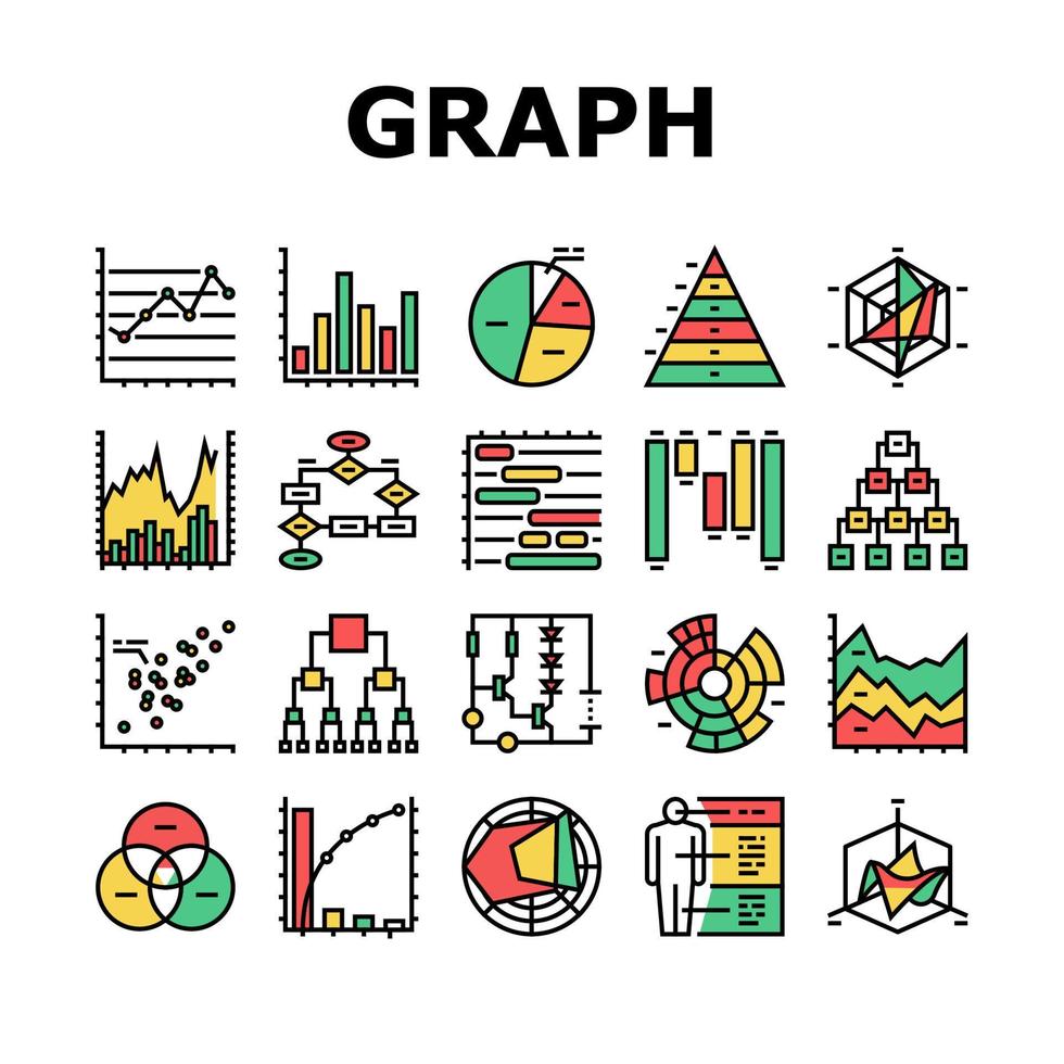 Graph For Analyzing And Research Icons Set Vector 10222590 Vector Art ...