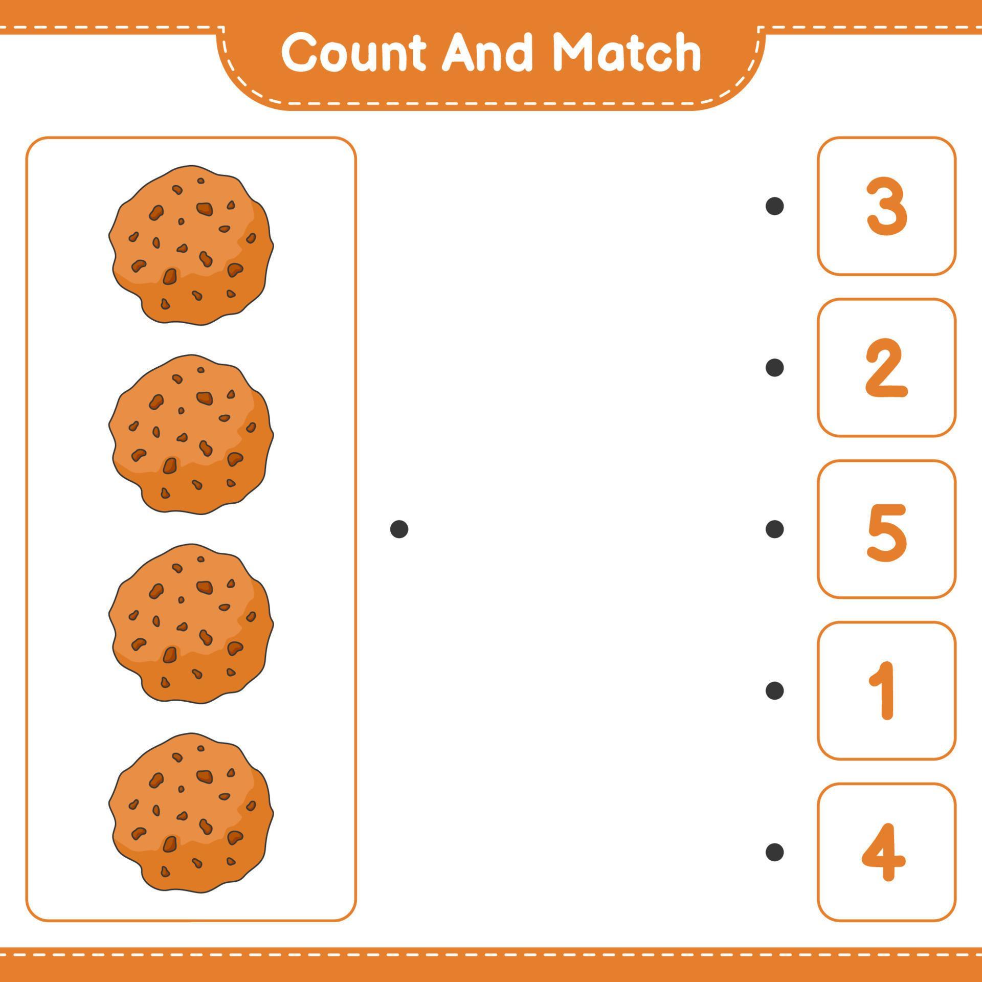 Count and match, count the number of Cookie and match with the right ...