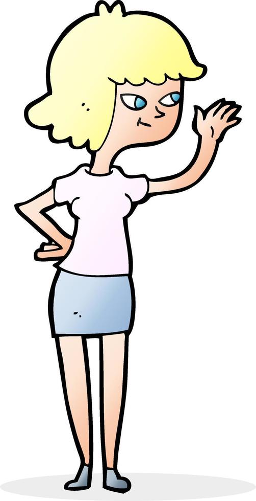 cartoon friendly girl waving 10230853 Vector Art at Vecteezy