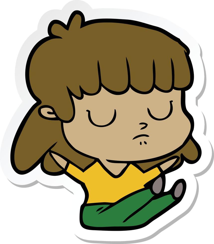 sticker of a cartoon indifferent woman sitting 10231187 Vector Art at ...