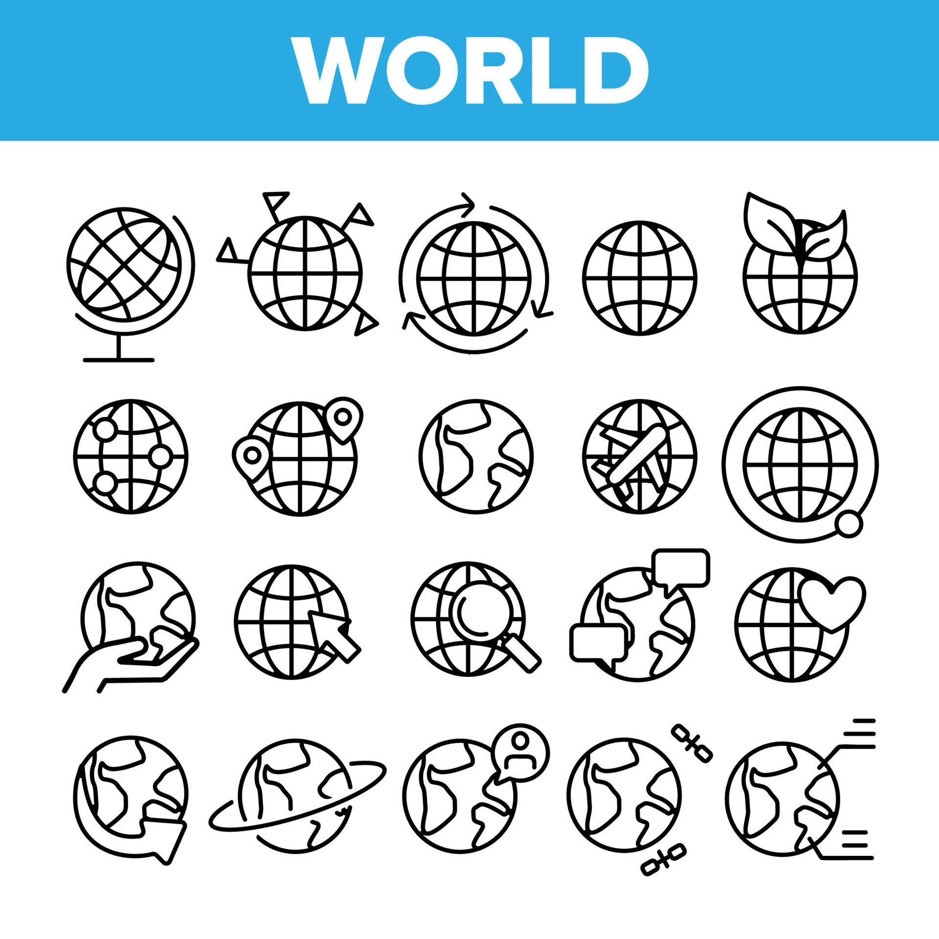 World, Globe, Planet Earth Vector Linear Icons Set 10232776 Vector Art ...