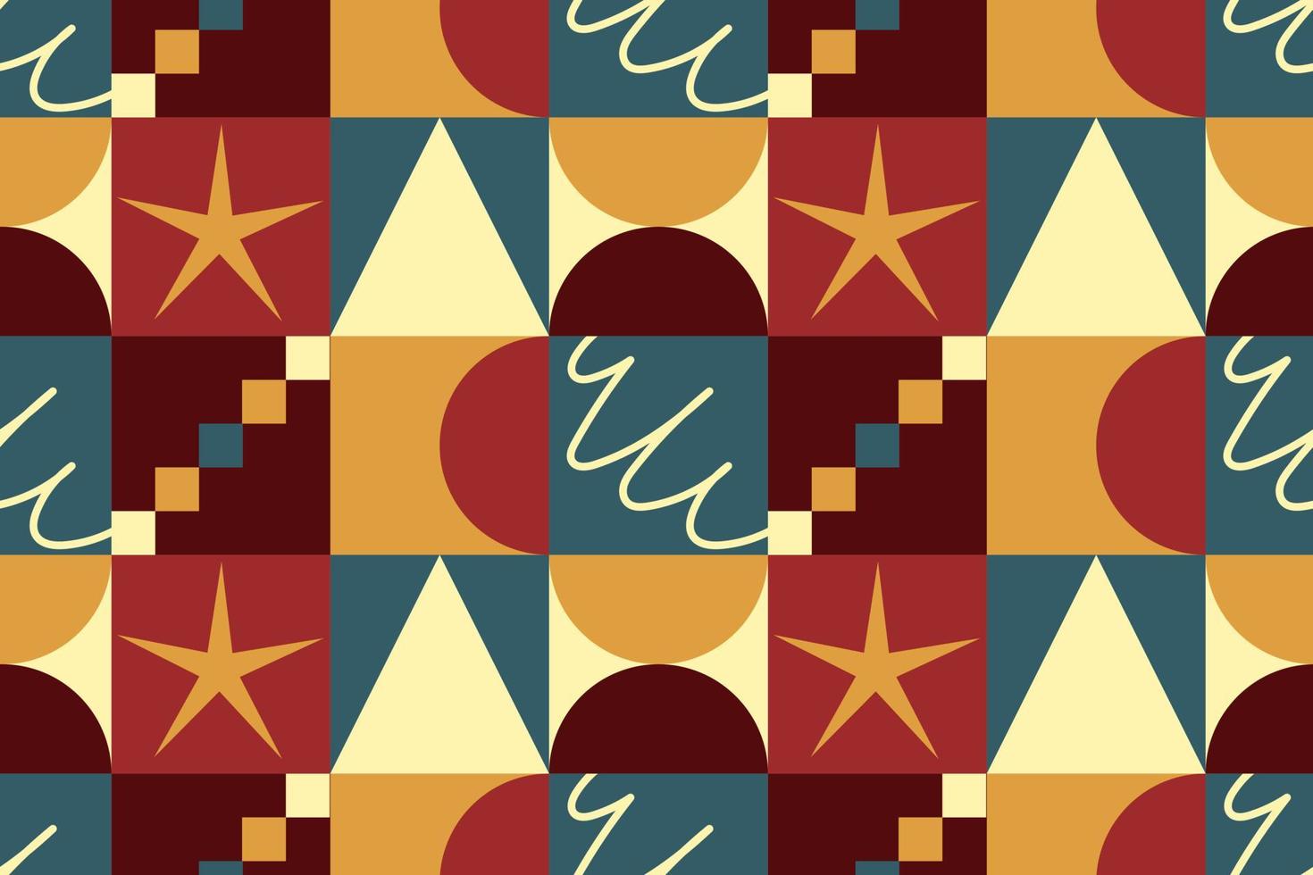 Geometric abstract retro style pattern with simple shapes. Simple ...