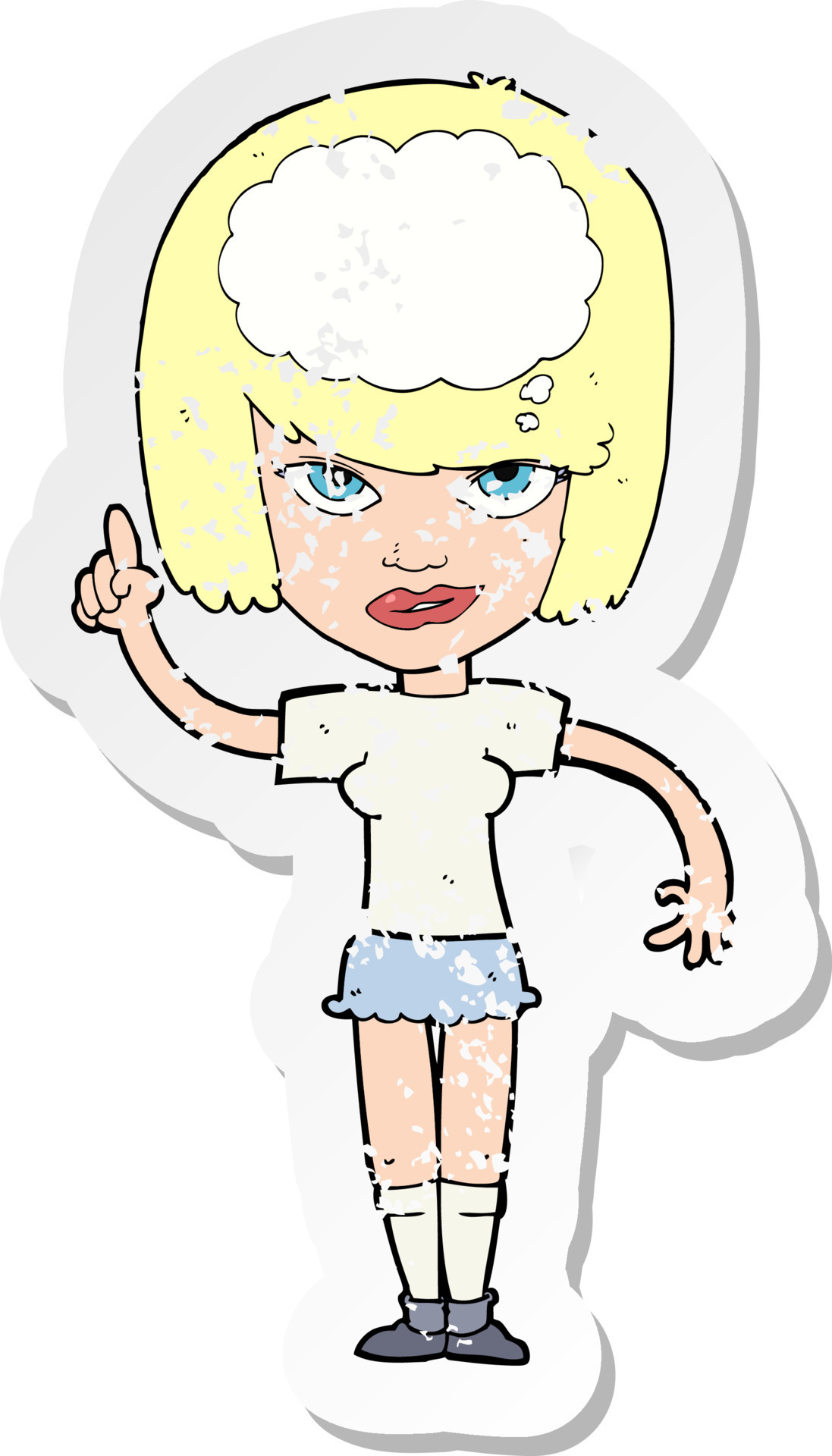 retro distressed sticker of a cartoon woman with idea 10237912 Vector ...