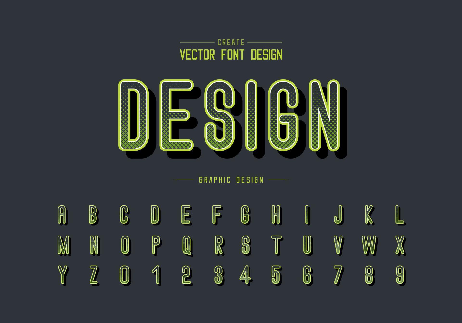 Halftone Square Font And Alphabet Vector Digital Letter Style Typeface And Number Design
