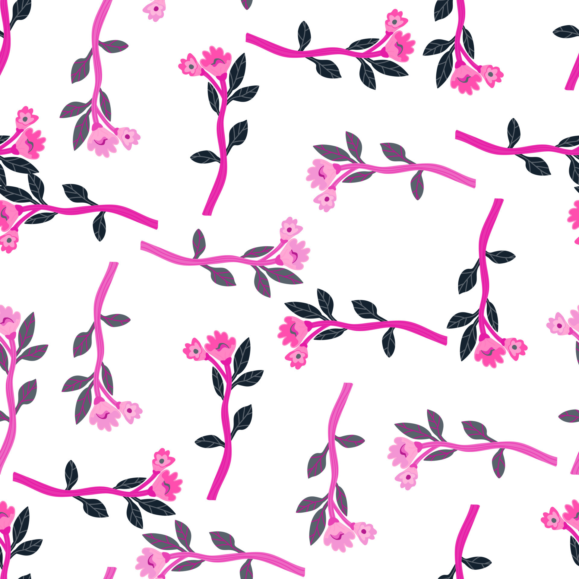 Abstract flower seamless pattern. Creative floral wallpaper. Naive art ...