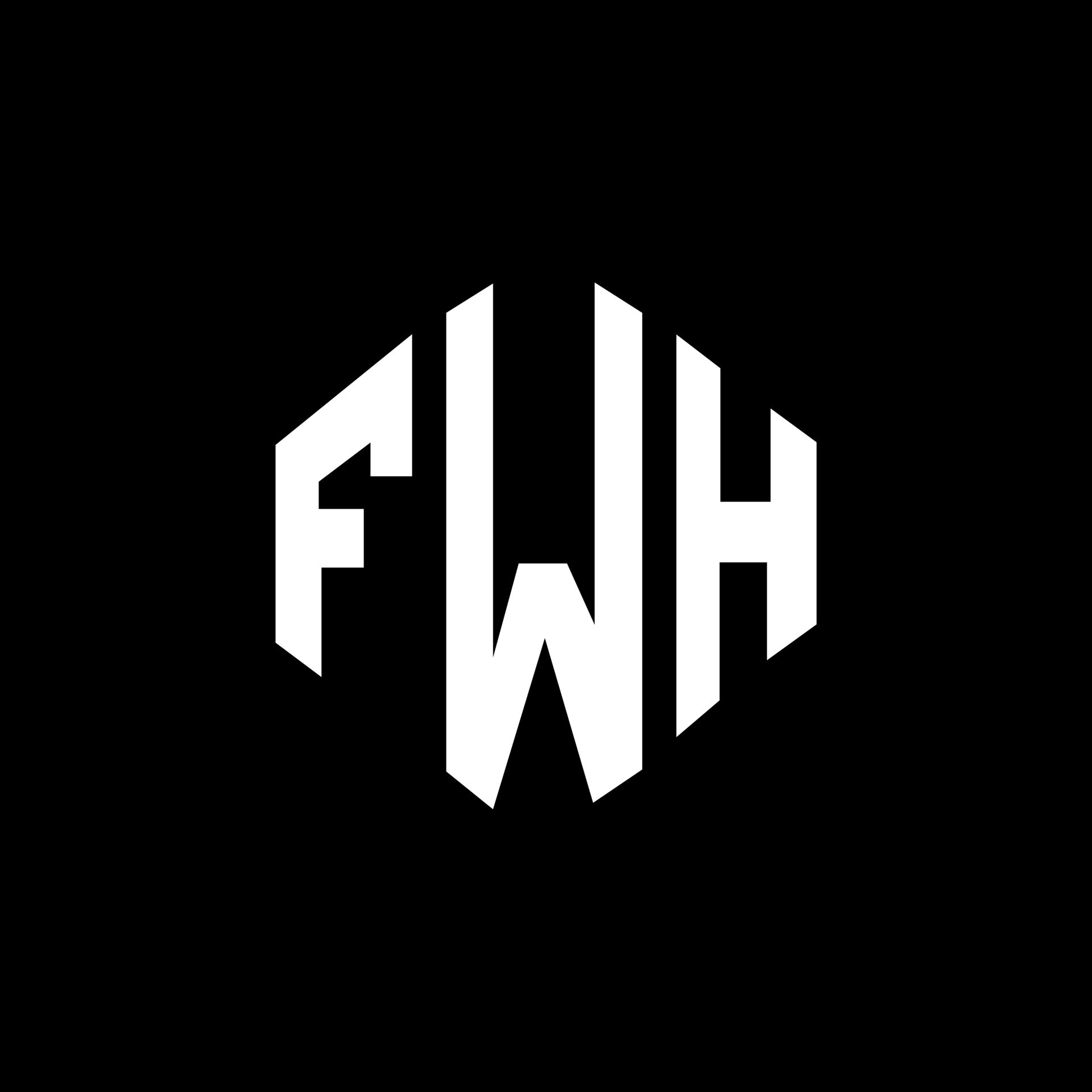 diseño de logotipo de letra fwh con forma de polígono. diseño de logotipo en forma de cubo y ...