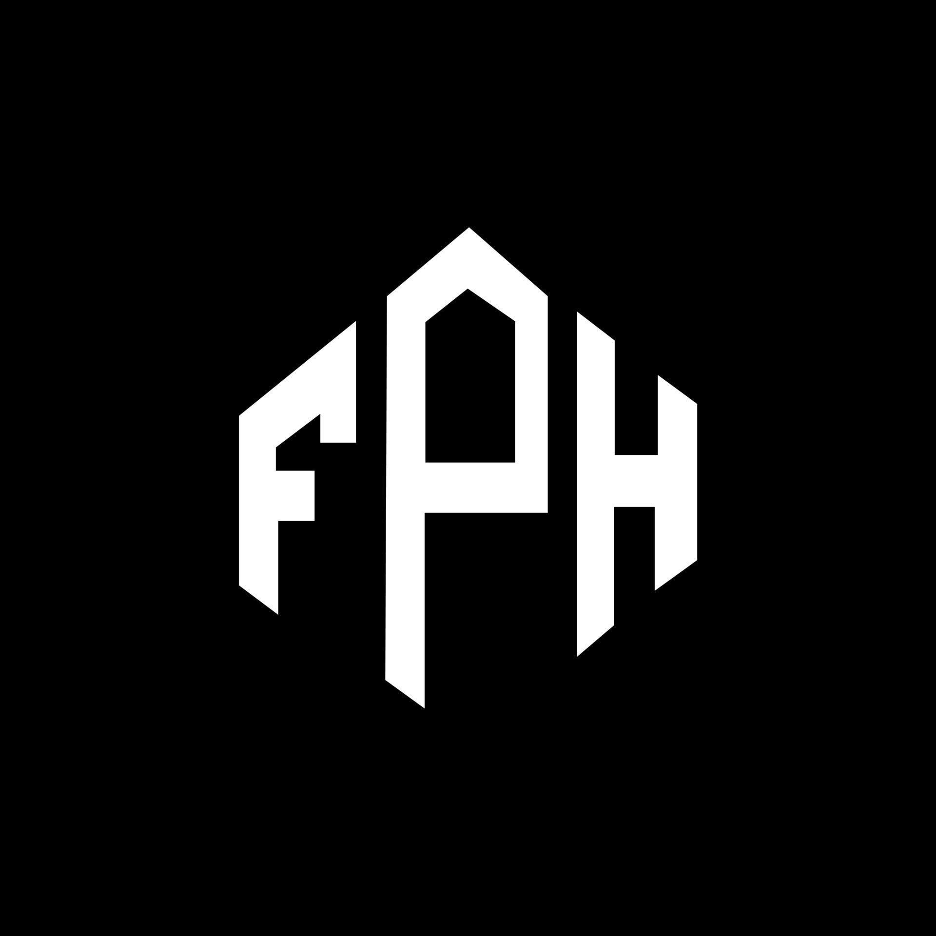 diseño de logotipo de letra fph con forma de polígono. diseño de logotipo de forma de cubo y ...