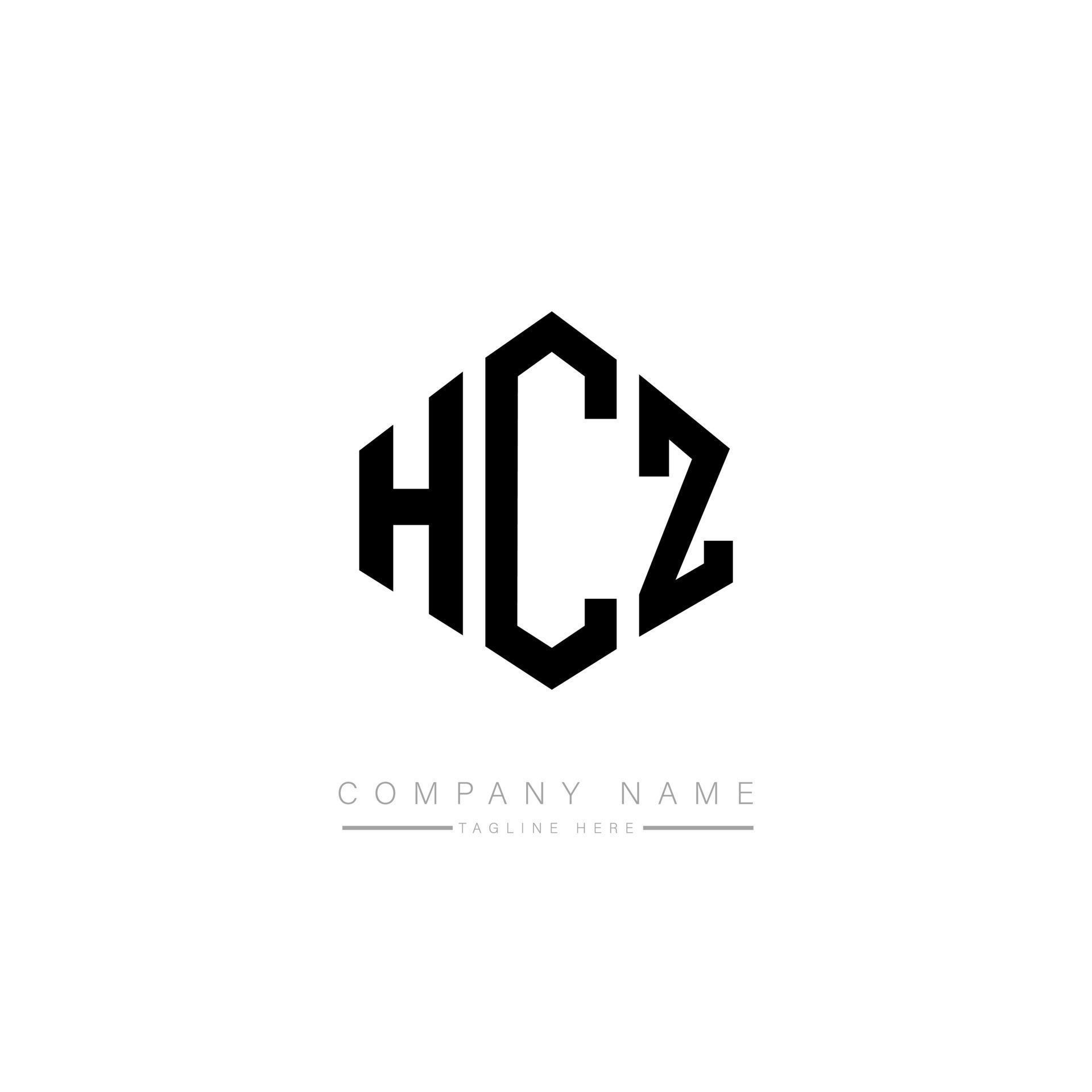 diseño de logotipo de letra hcz con forma de polígono. diseño de logotipo en forma de cubo y ...