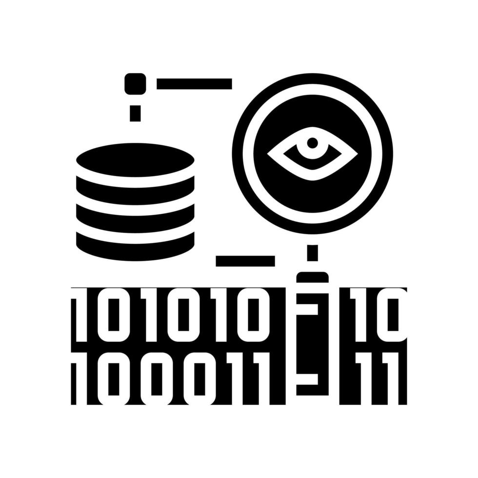 analysis binary digital processing glyph icon vector illustration ...