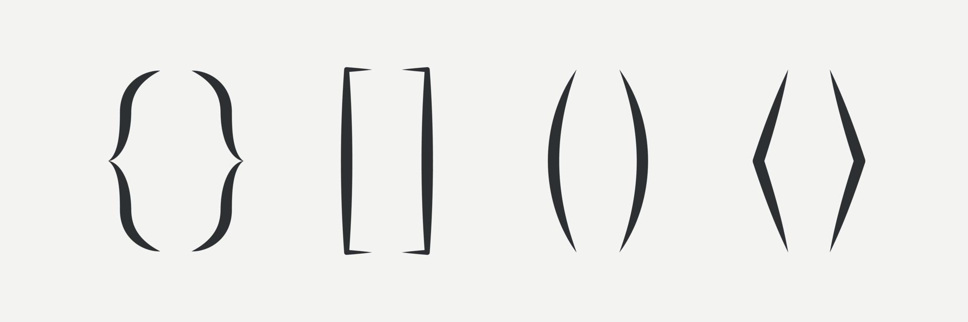 Text Brackets Set Code Brackets Icon Punctuation For Messages Thin