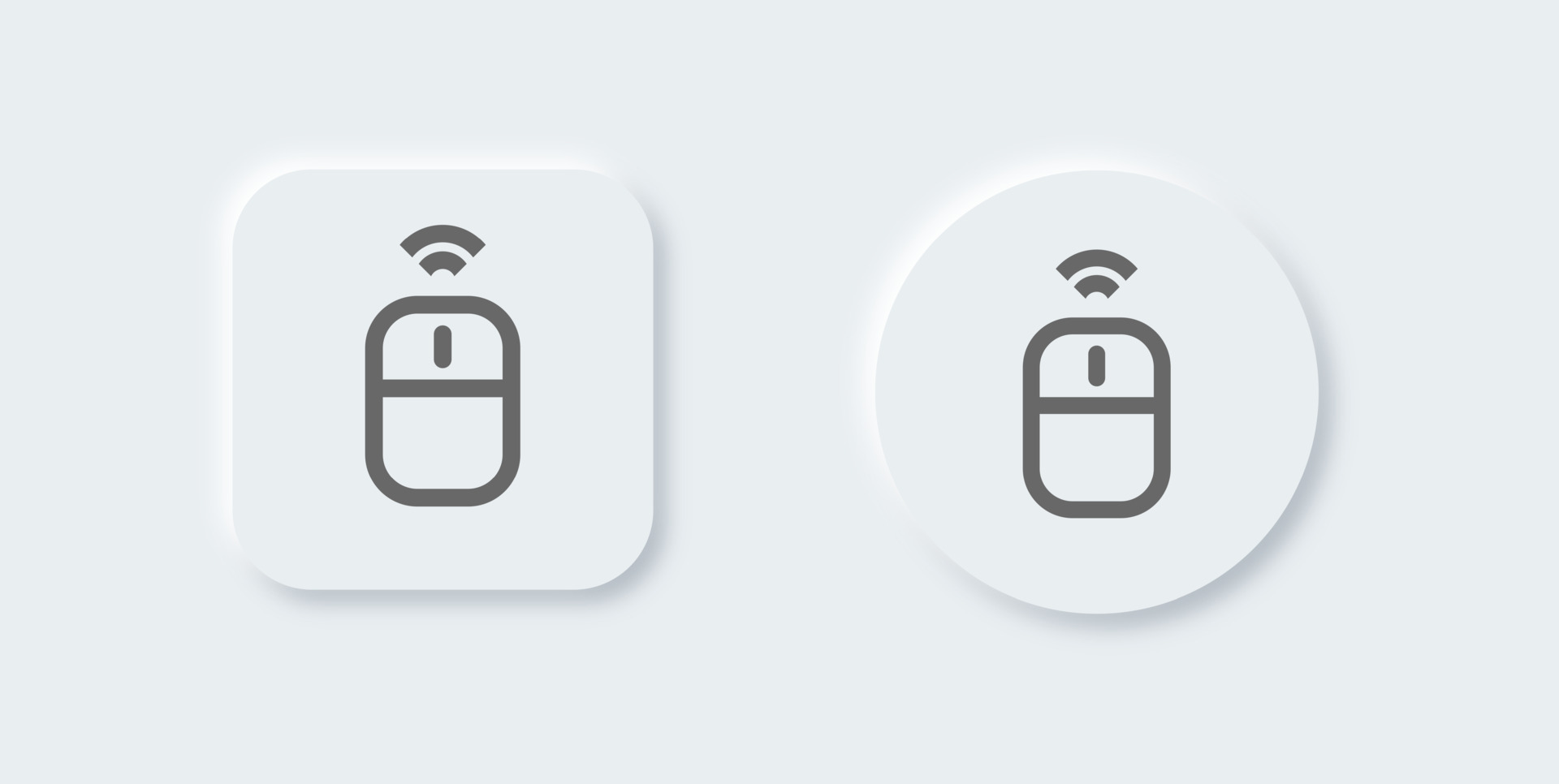 Computer Mouse Line Icon In Neomorphic Design Style Wireless Mouse