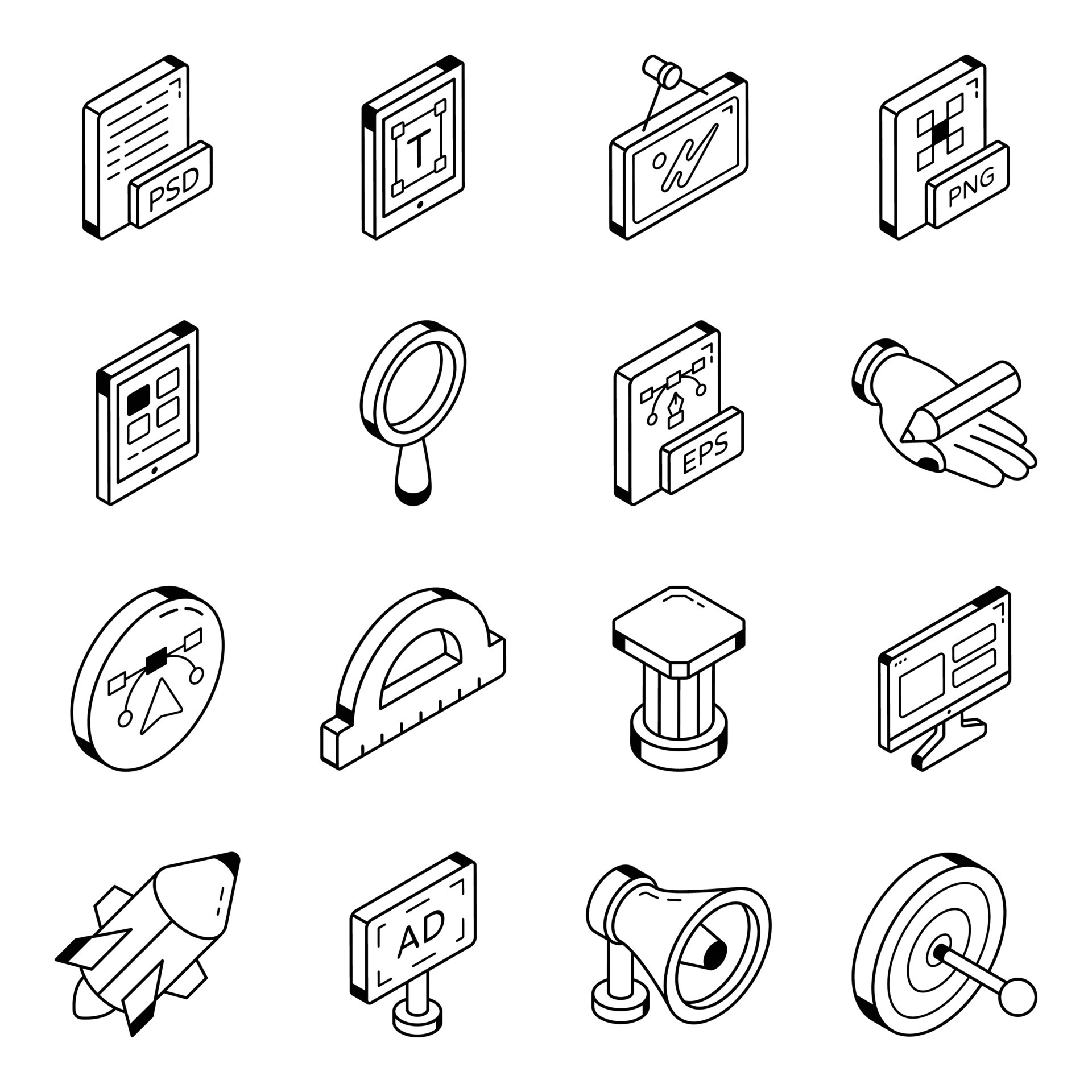 Trendy Graphics and Art Isometric Line Icons 10256653 Vector Art at ...