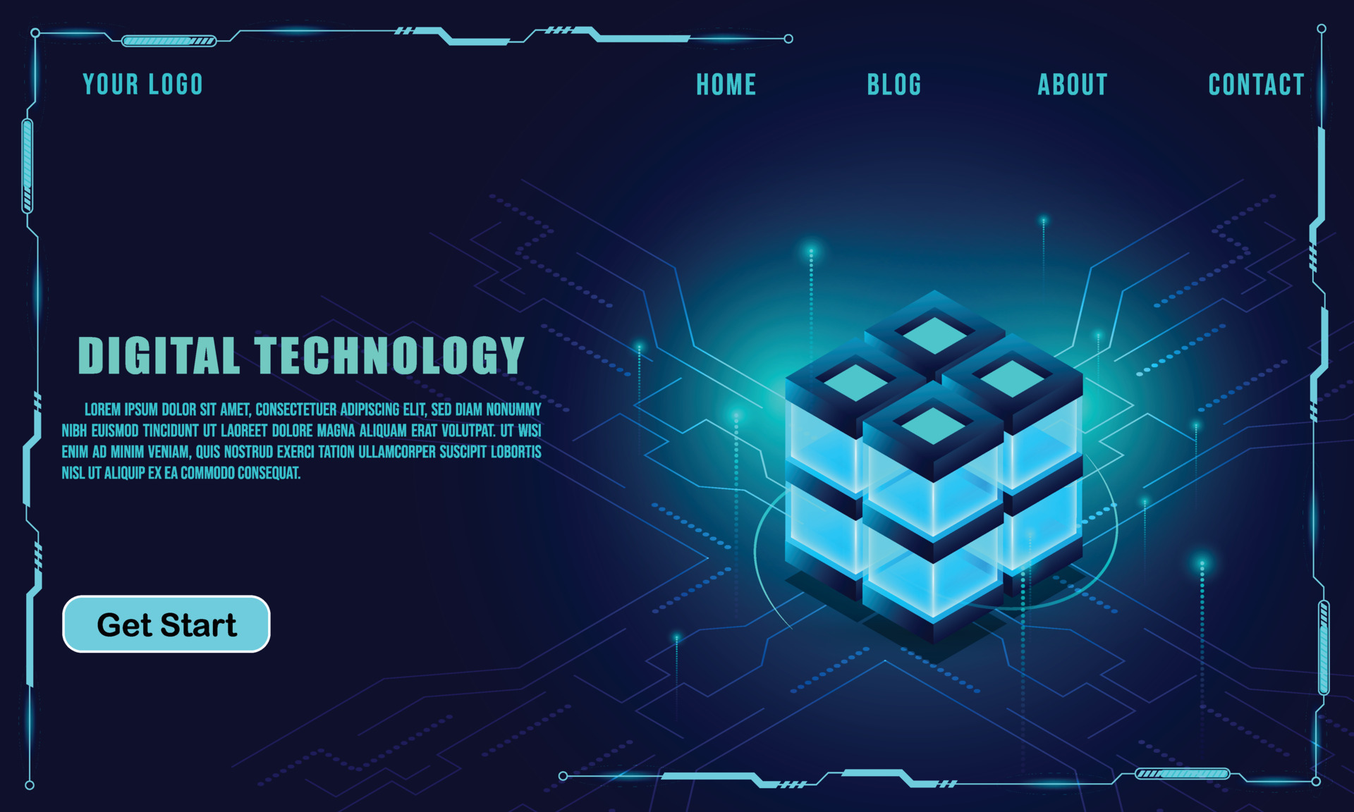 technology concept for web banner template or brochure , Blue colour ...