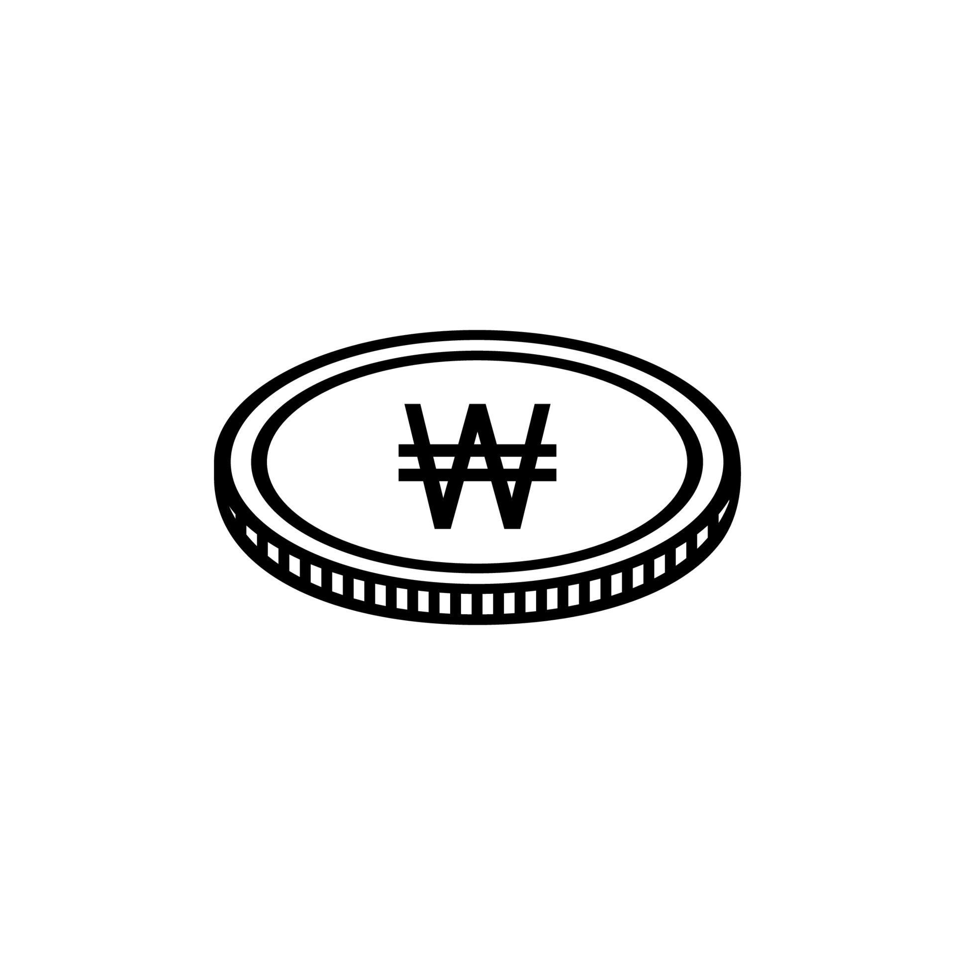 South Korea Currency Icon Symbol Krw Coin Won Coin Vector Illustration 10257445 Vector Art At