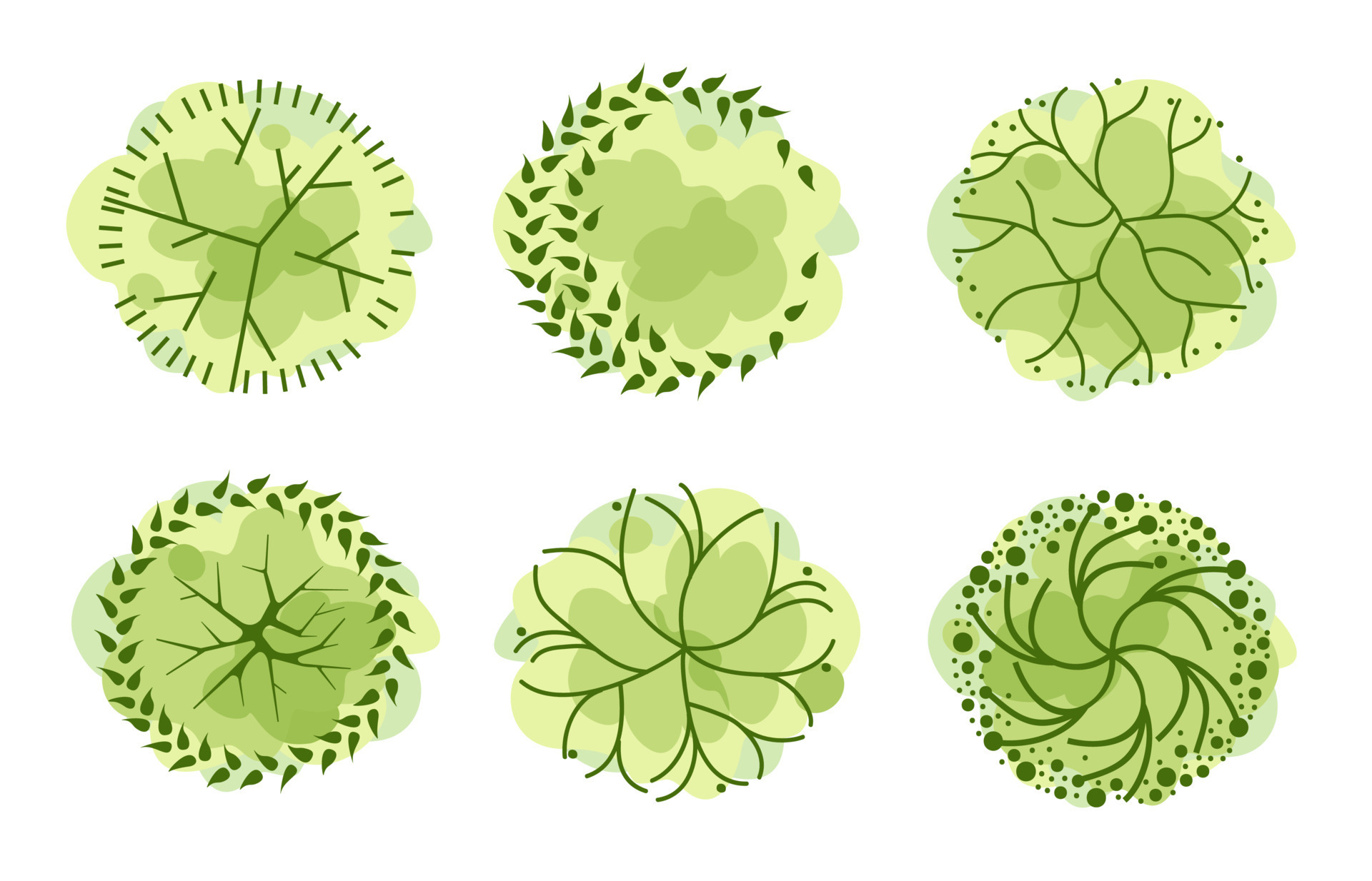 Tree for architectural floor plans. Entourage design. Various trees ...