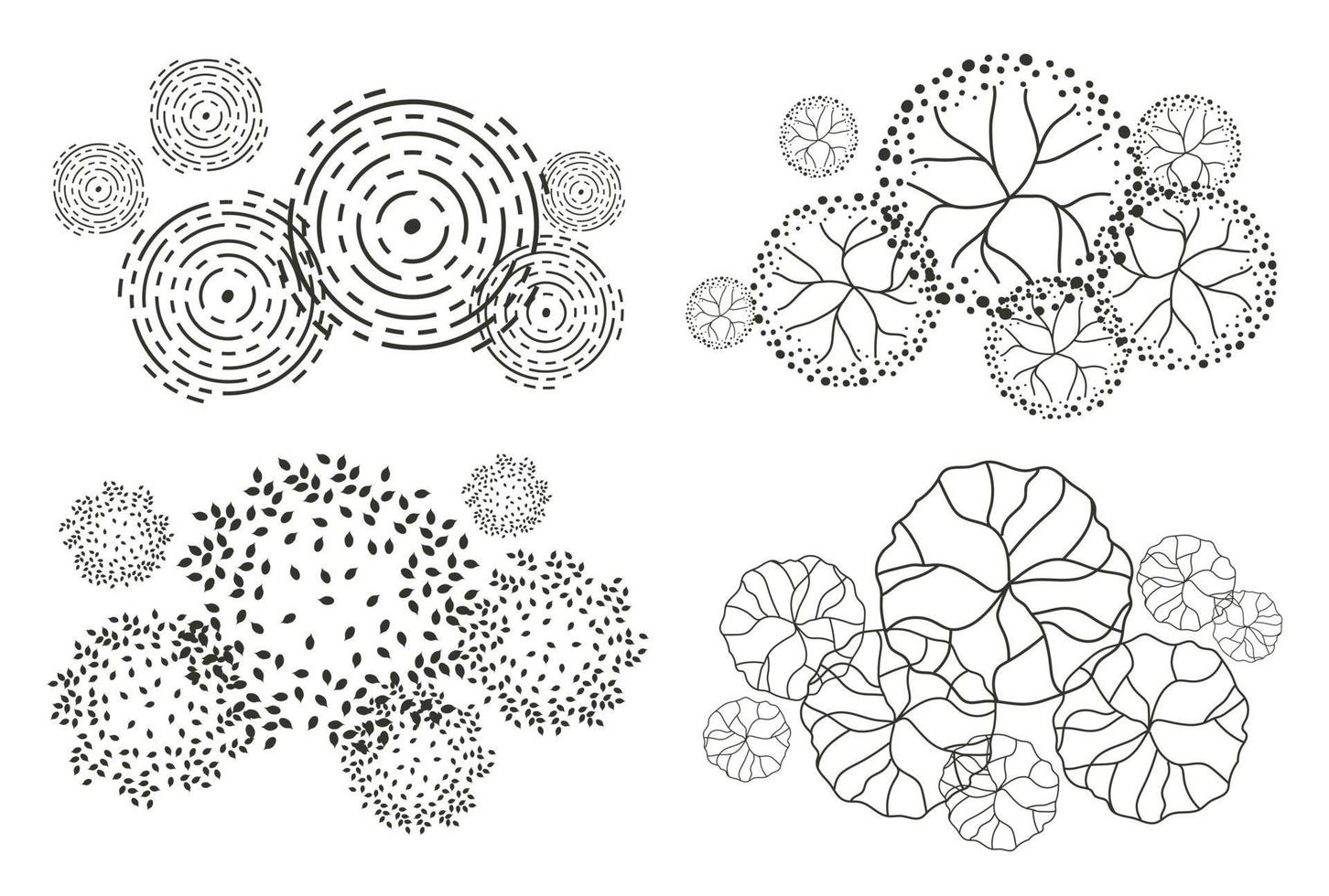 Tree for architectural floor plans. Entourage design. Various trees ...