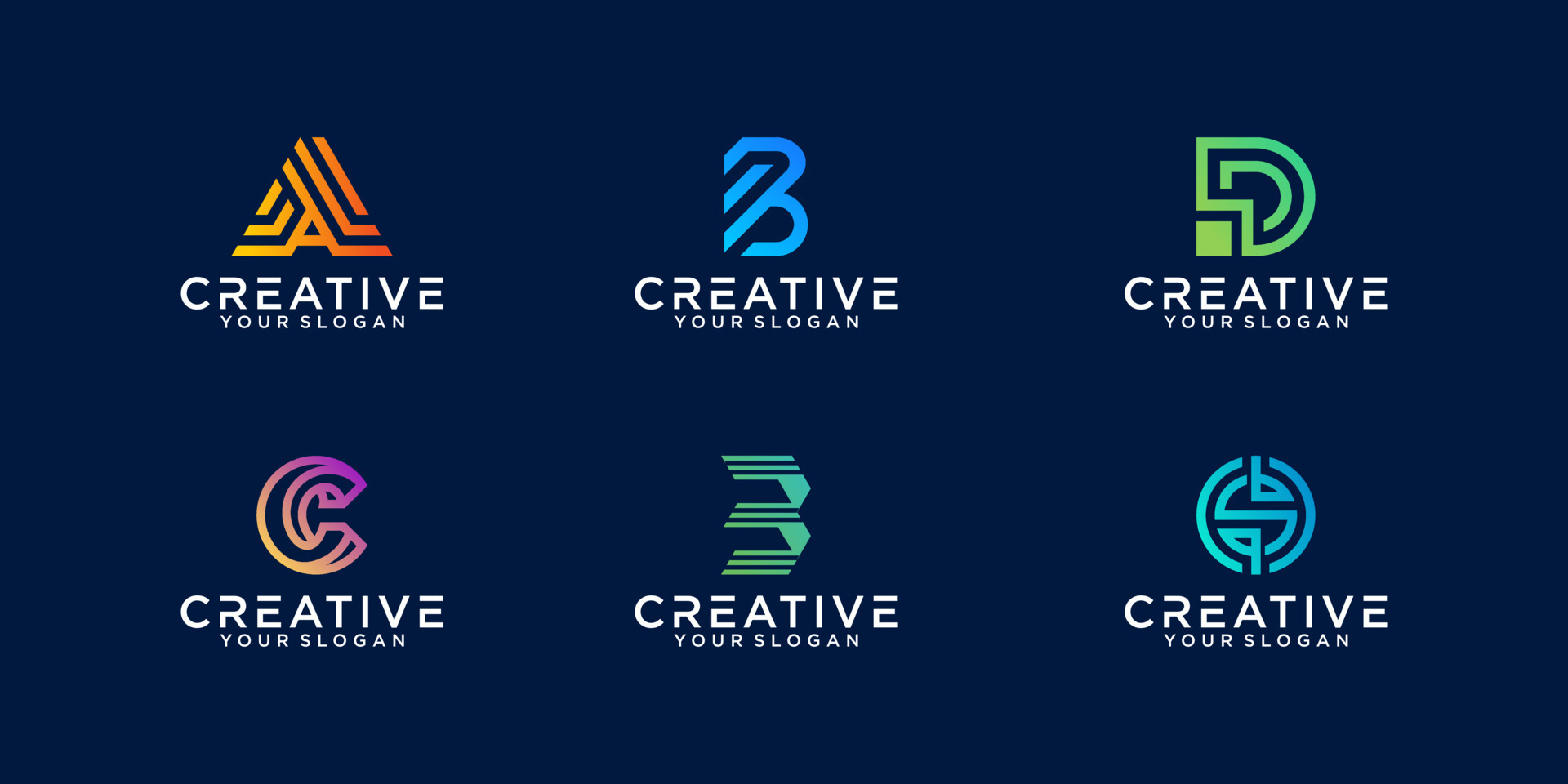 Set of creative monogram letter logo design template 10261821 Vector ...