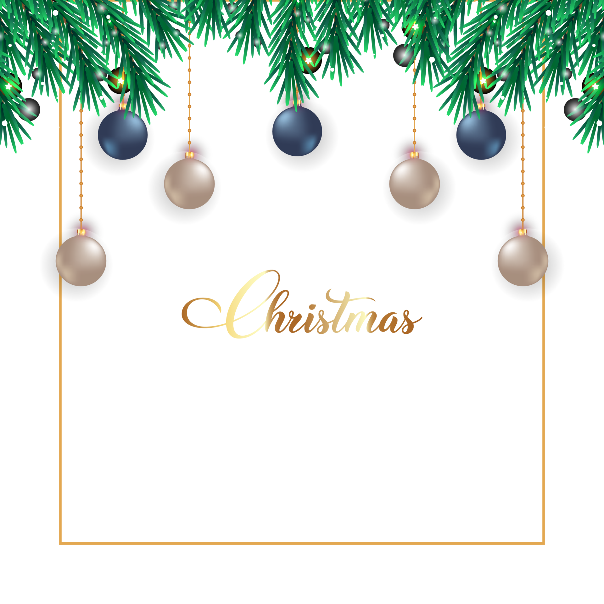 Christmas Social Media Banner Png Elements With Realistic Pine Leaves Background With Leaves